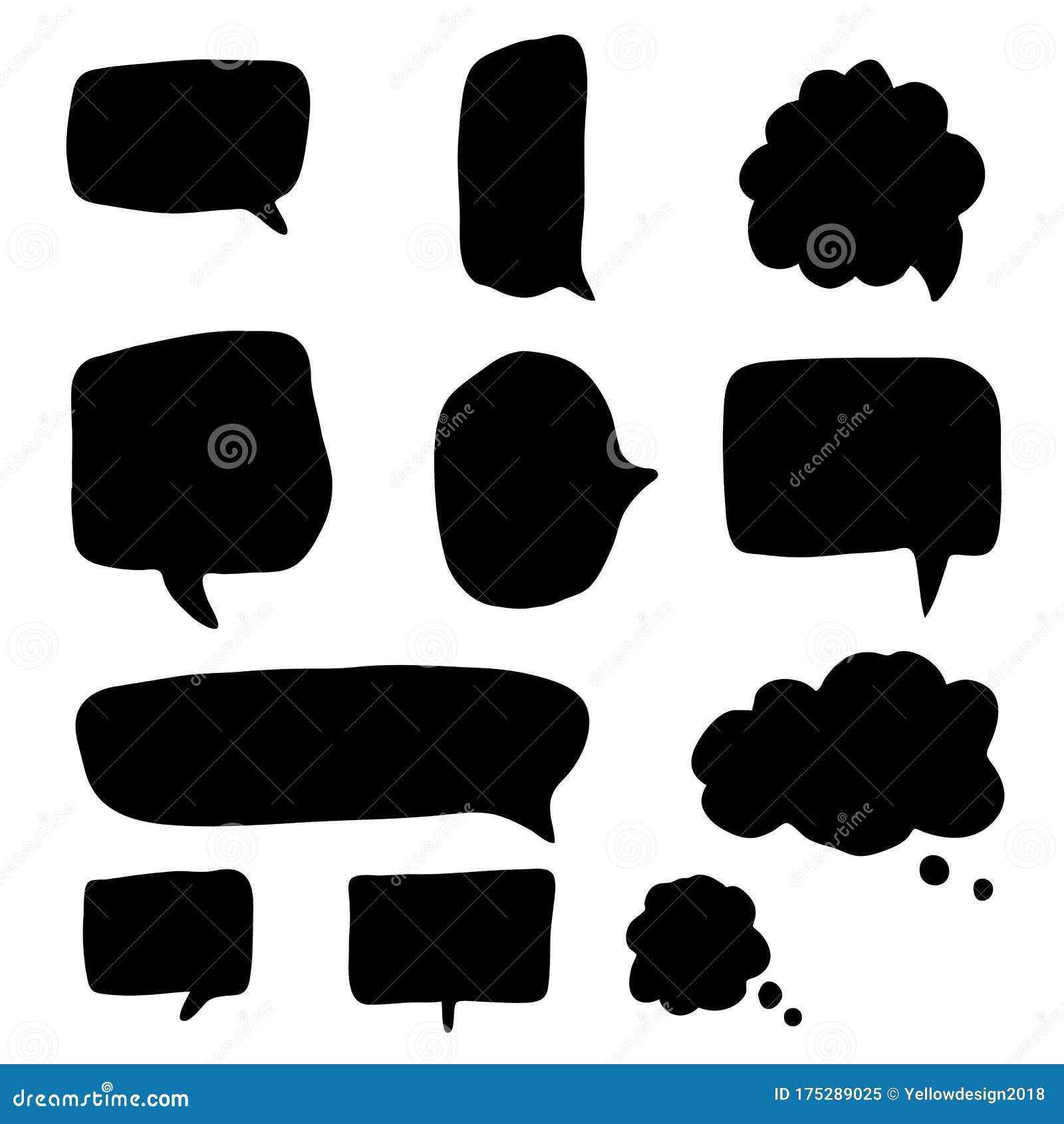 Set of Hand Drawn Speech Bubbles and Dialog Balloons Stock Illustration ...