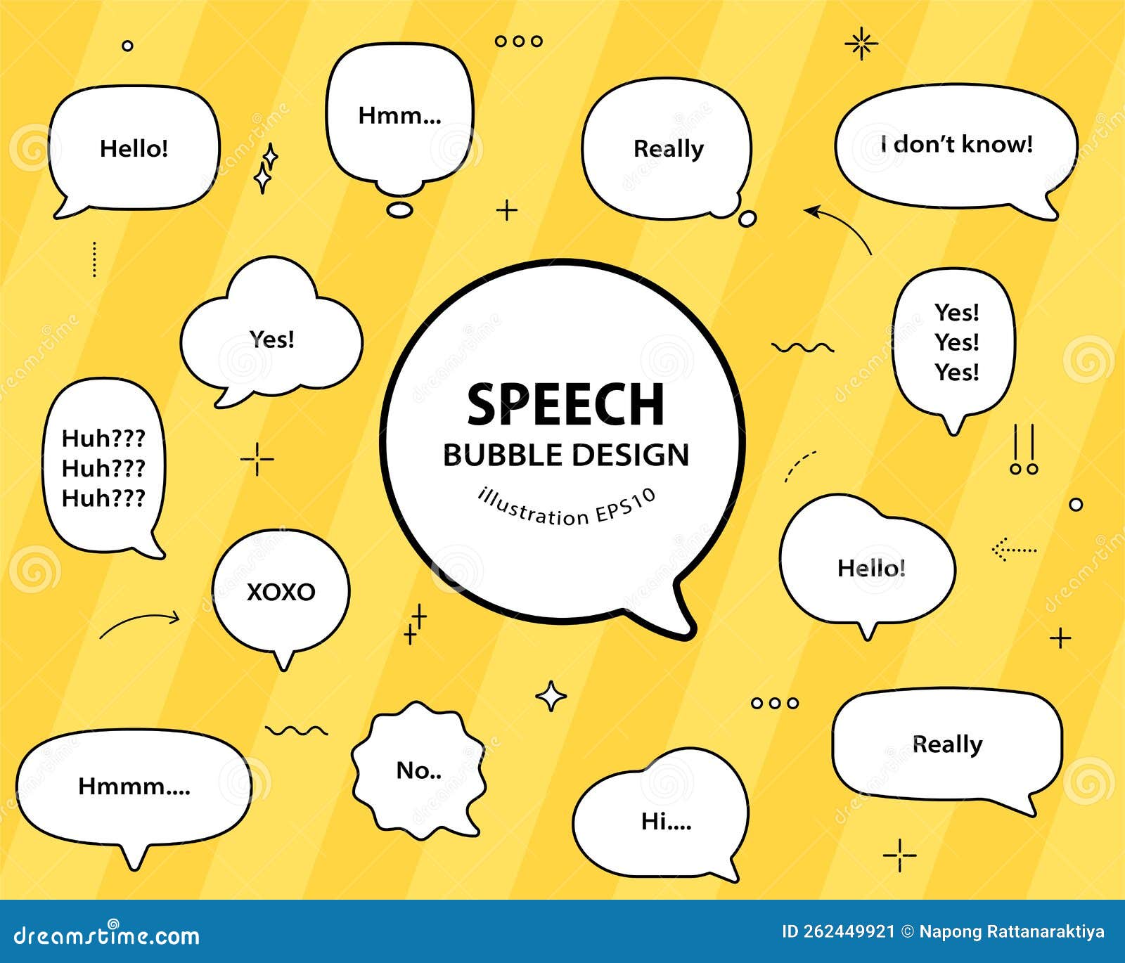 Set Hand Drawn Speech Bubbles Empty Text Box Different Shapes Balloons Stock Vector