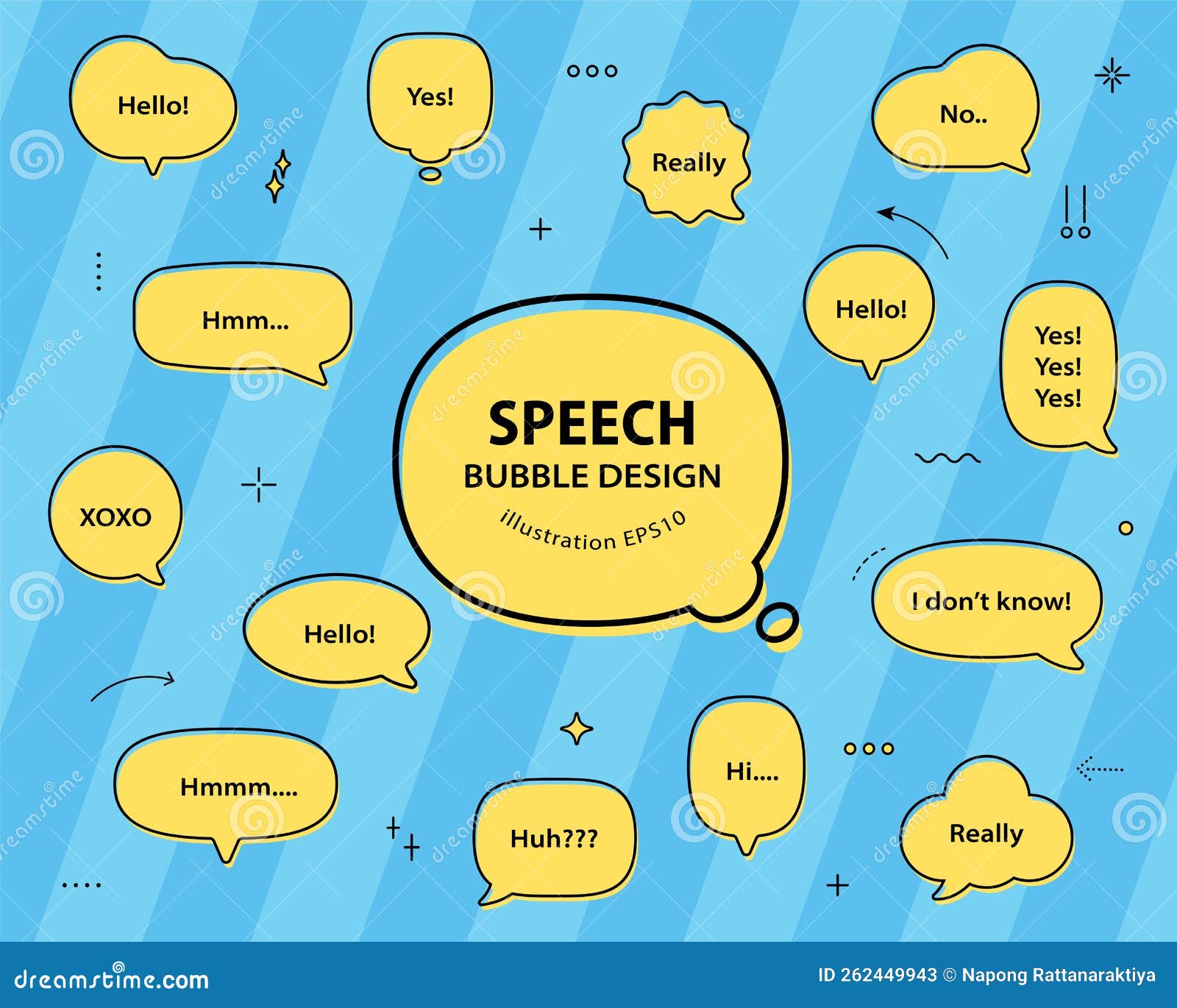 Set Hand Drawn Speech Bubbles Empty Text Box Different Shapes Balloons Stock Vector