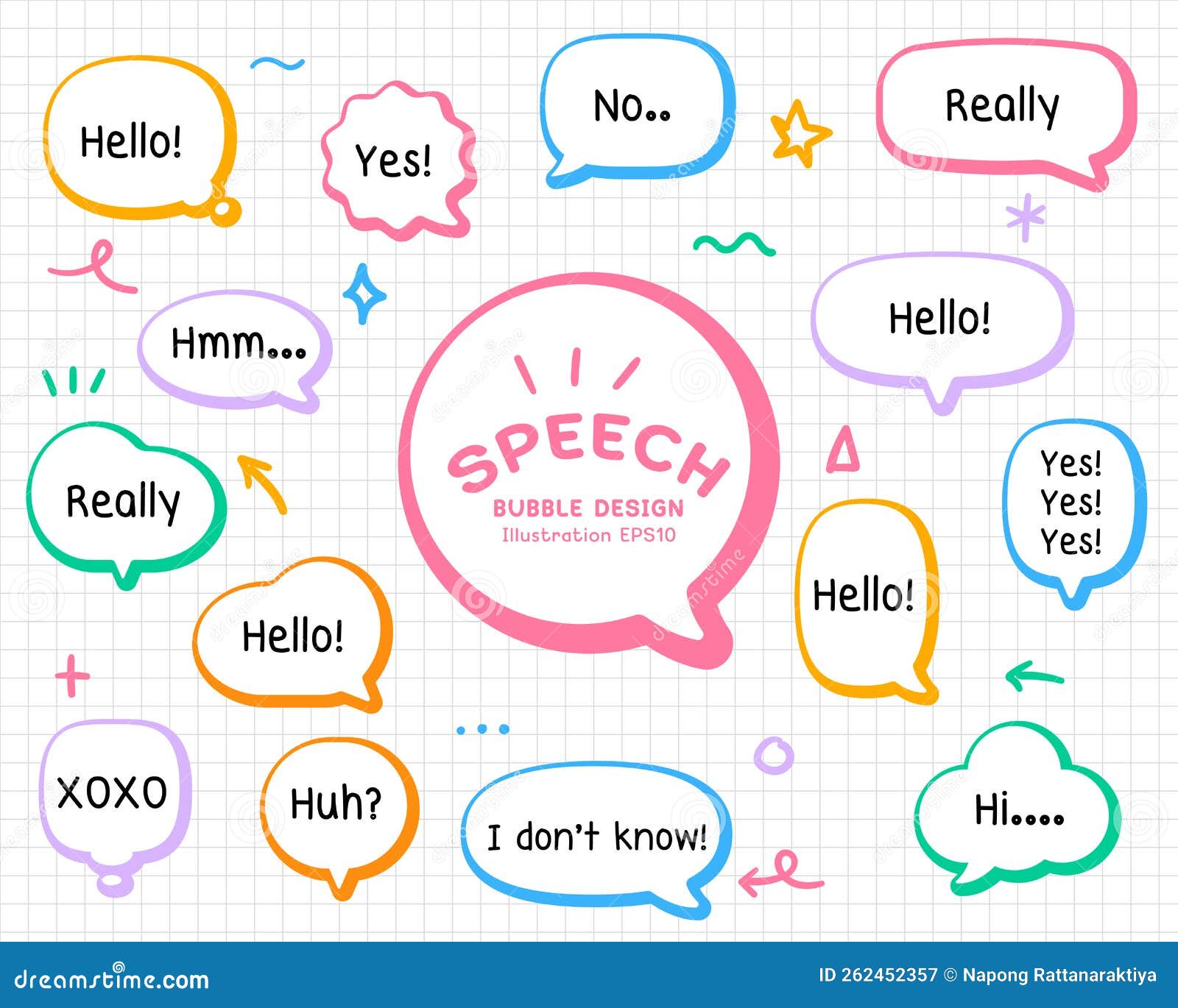 Set Hand Drawn Speech Bubbles Empty Text Box Different Shapes Balloons Stock Illustration
