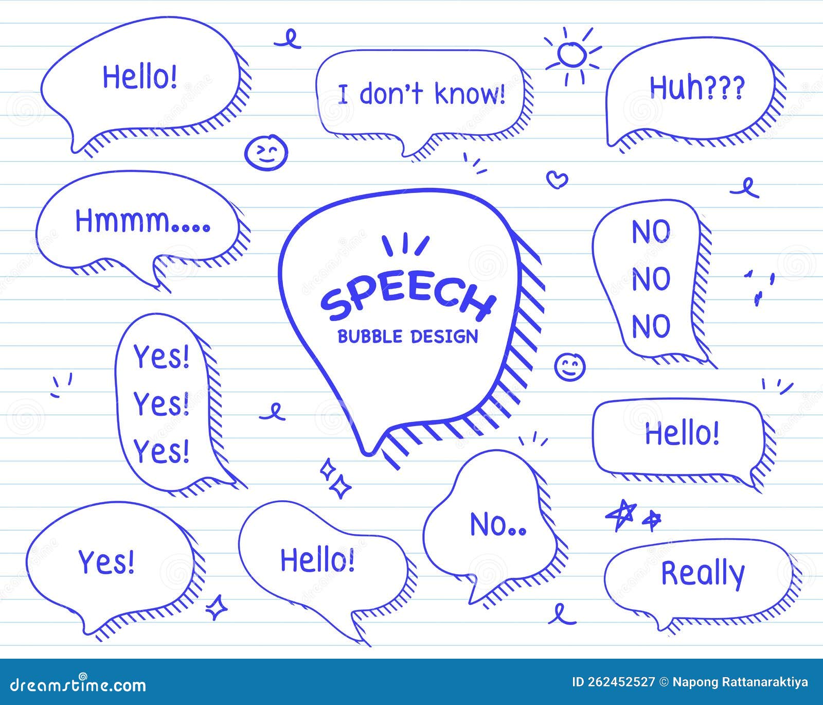 Set Hand Drawn Speech Bubbles Empty Text Box Different Shapes Balloons Stock Vector