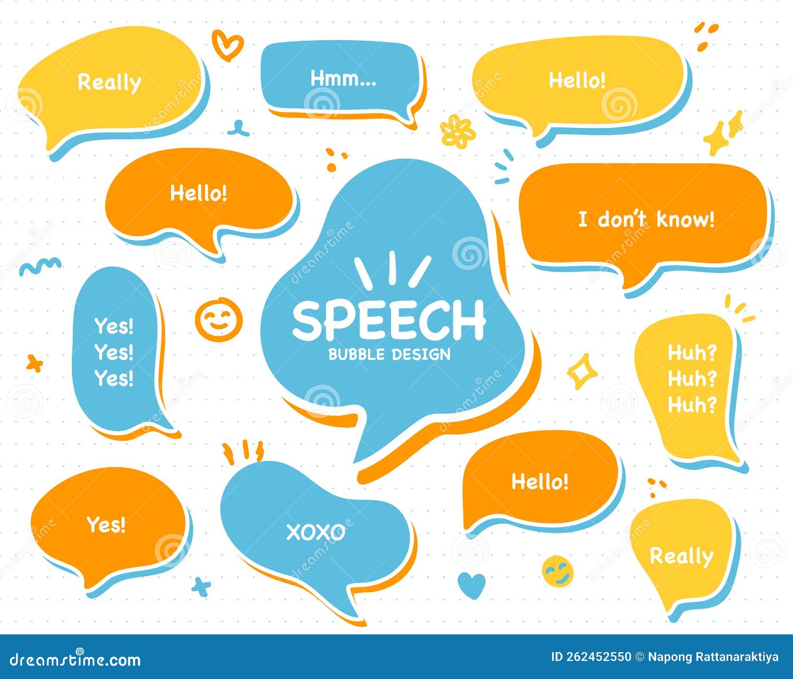 Set Hand Drawn Speech Bubbles Empty Text Box Different Shapes Balloons Stock Vector