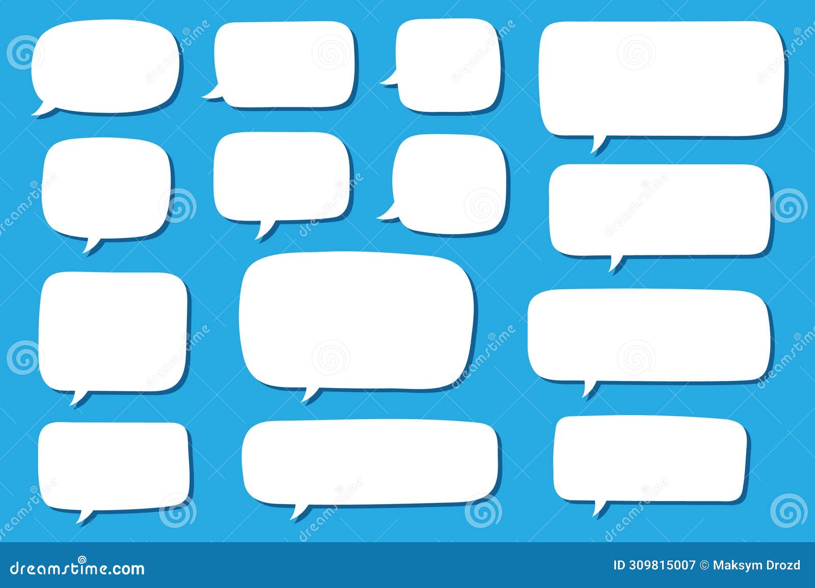 Set of Hand Drawn Speech Bubbles in Rectangular Shape. Speak Bubble for ...