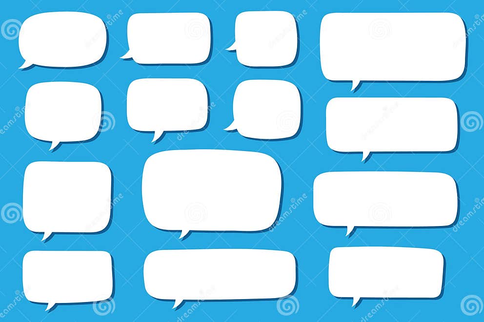 Set of Hand Drawn Speech Bubbles in Rectangular Shape. Speak Bubble for ...