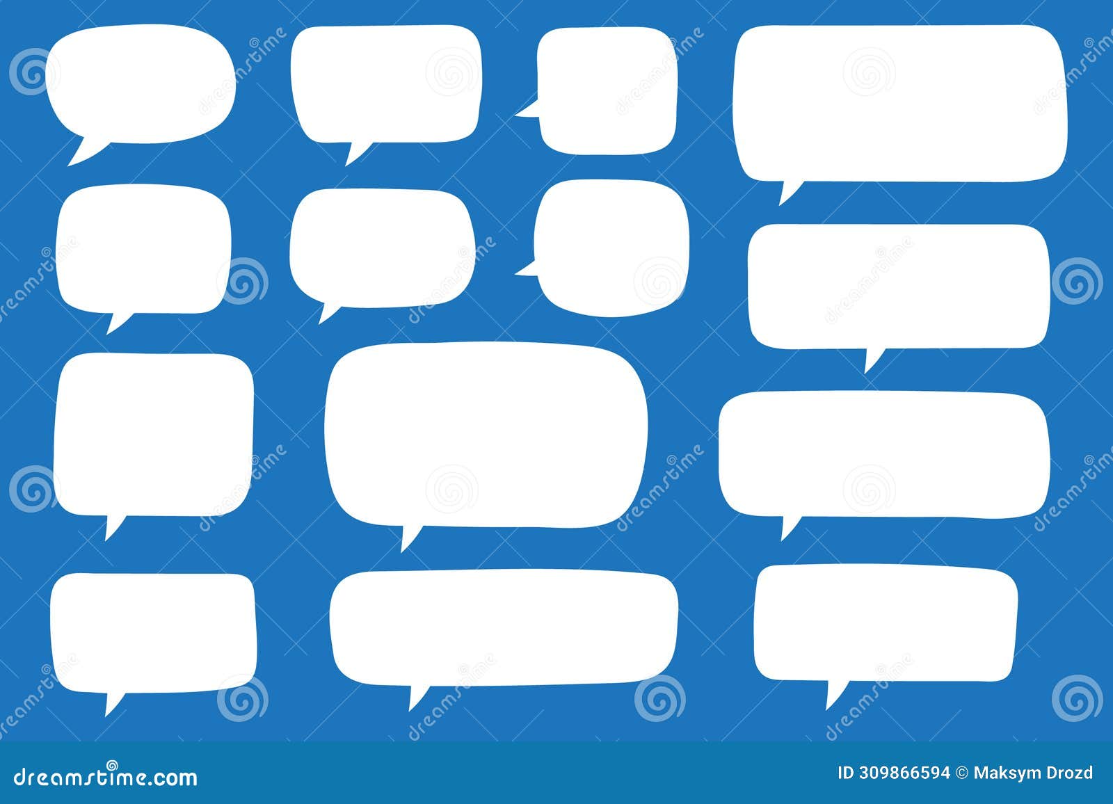 Set of Hand Drawn Speech Bubbles in Rectangular Shape. Speak Bubble for ...
