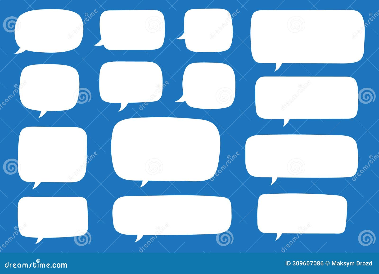 Set of Hand Drawn Speech Bubbles in Rectangular Shape. Speak Bubble for ...
