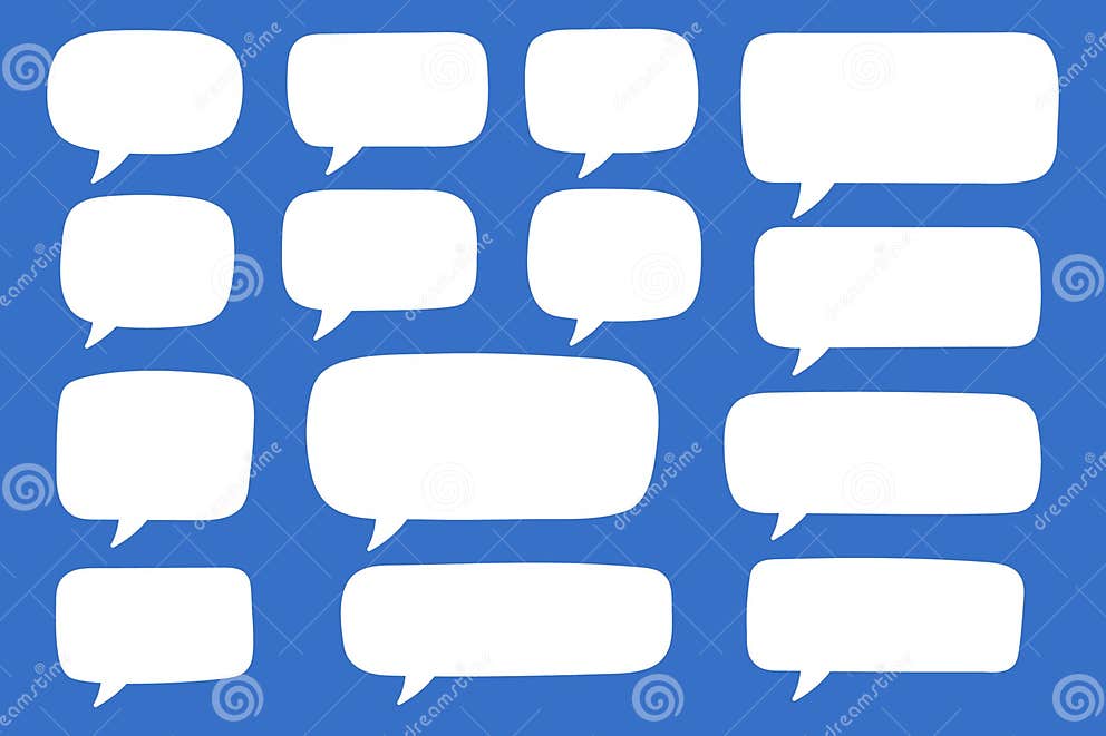 Set of Hand Drawn Speech Bubbles in Rectangular Shape. Speak Bubble for ...