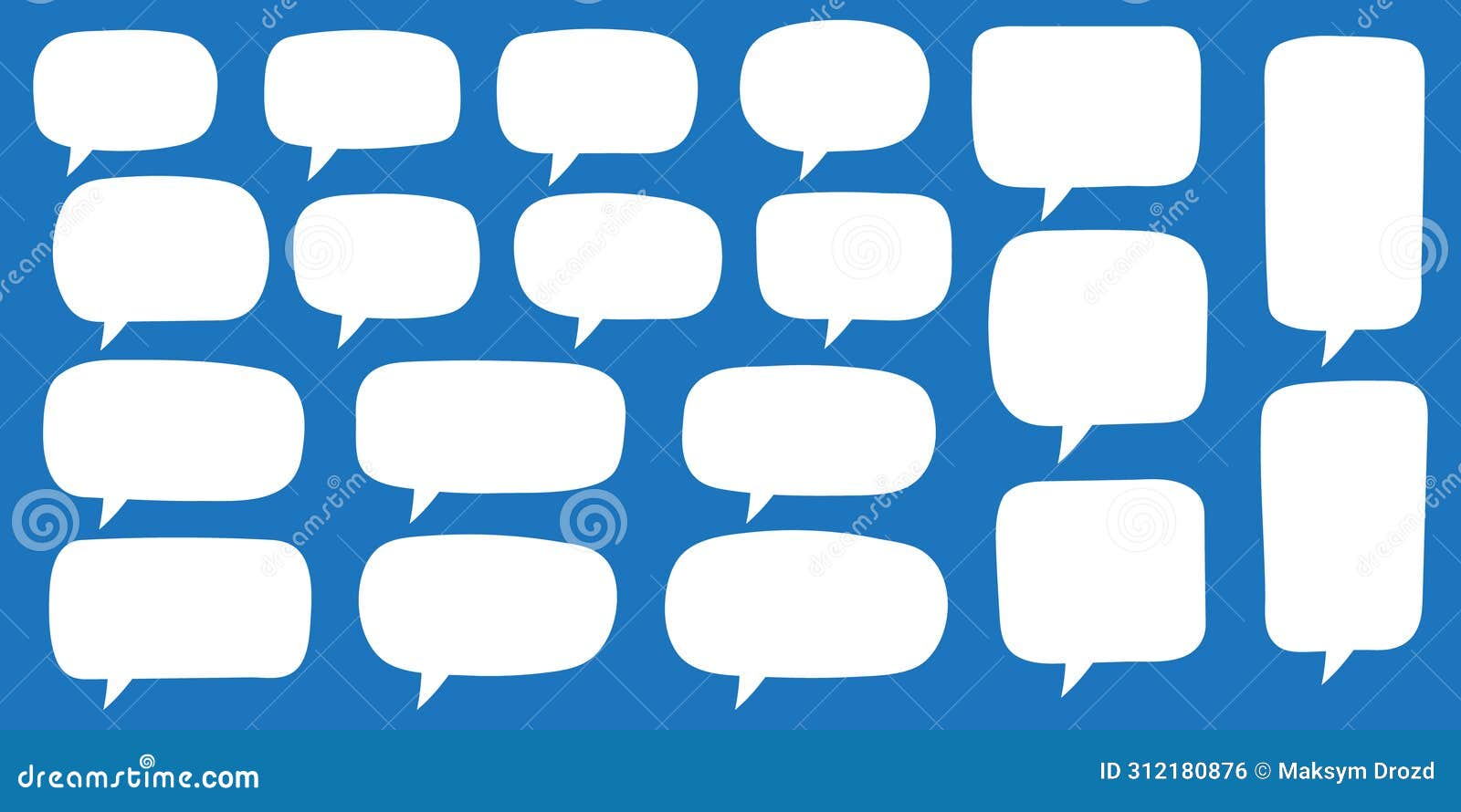 Set of Hand Drawn Speech Bubbles. Speak Bubble for Text, Cartoon Chatting Box, Message Box ...