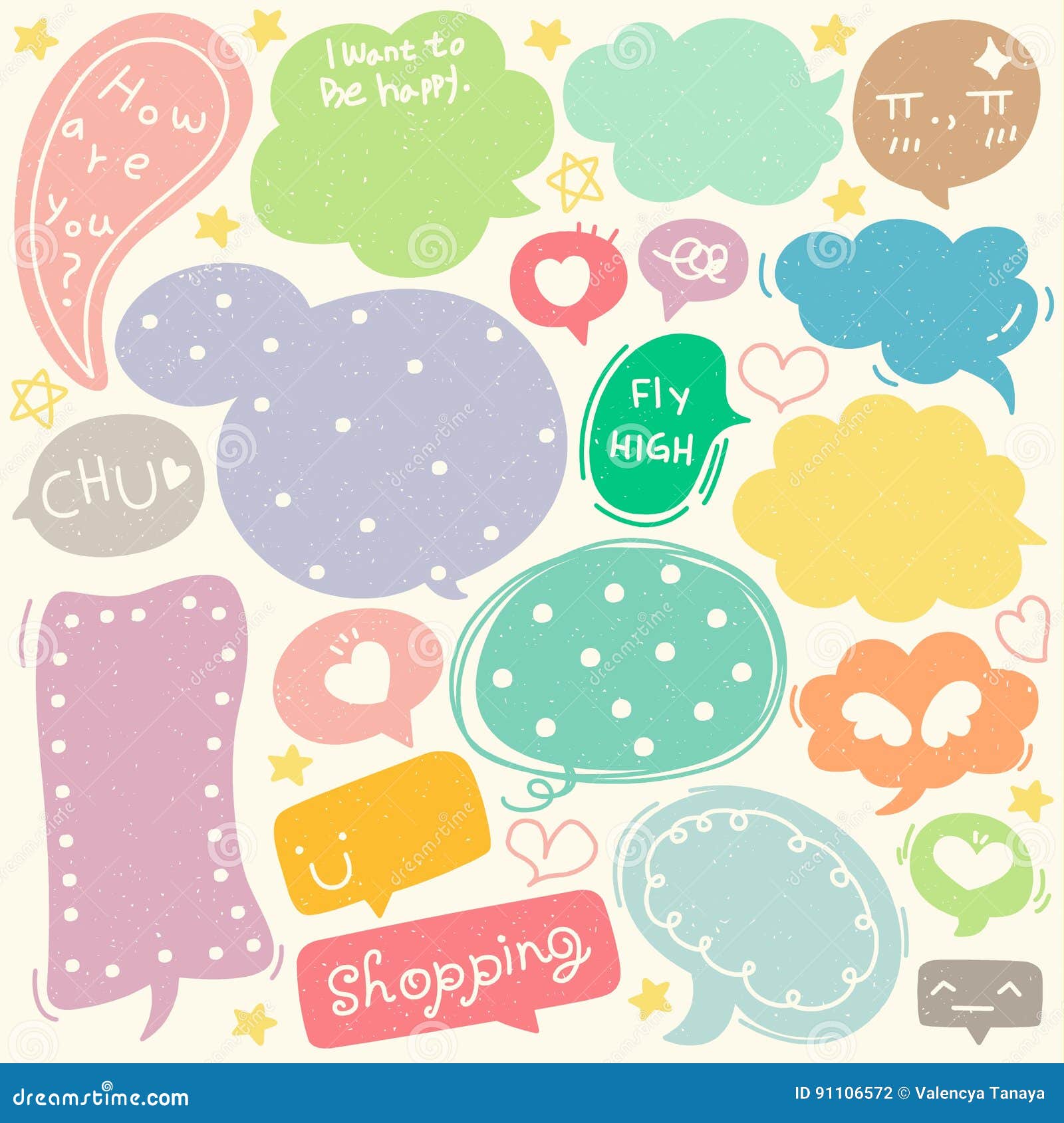 Set of Hand Drawn Speech and Thought Bubbles Doodle Stock Vector ...