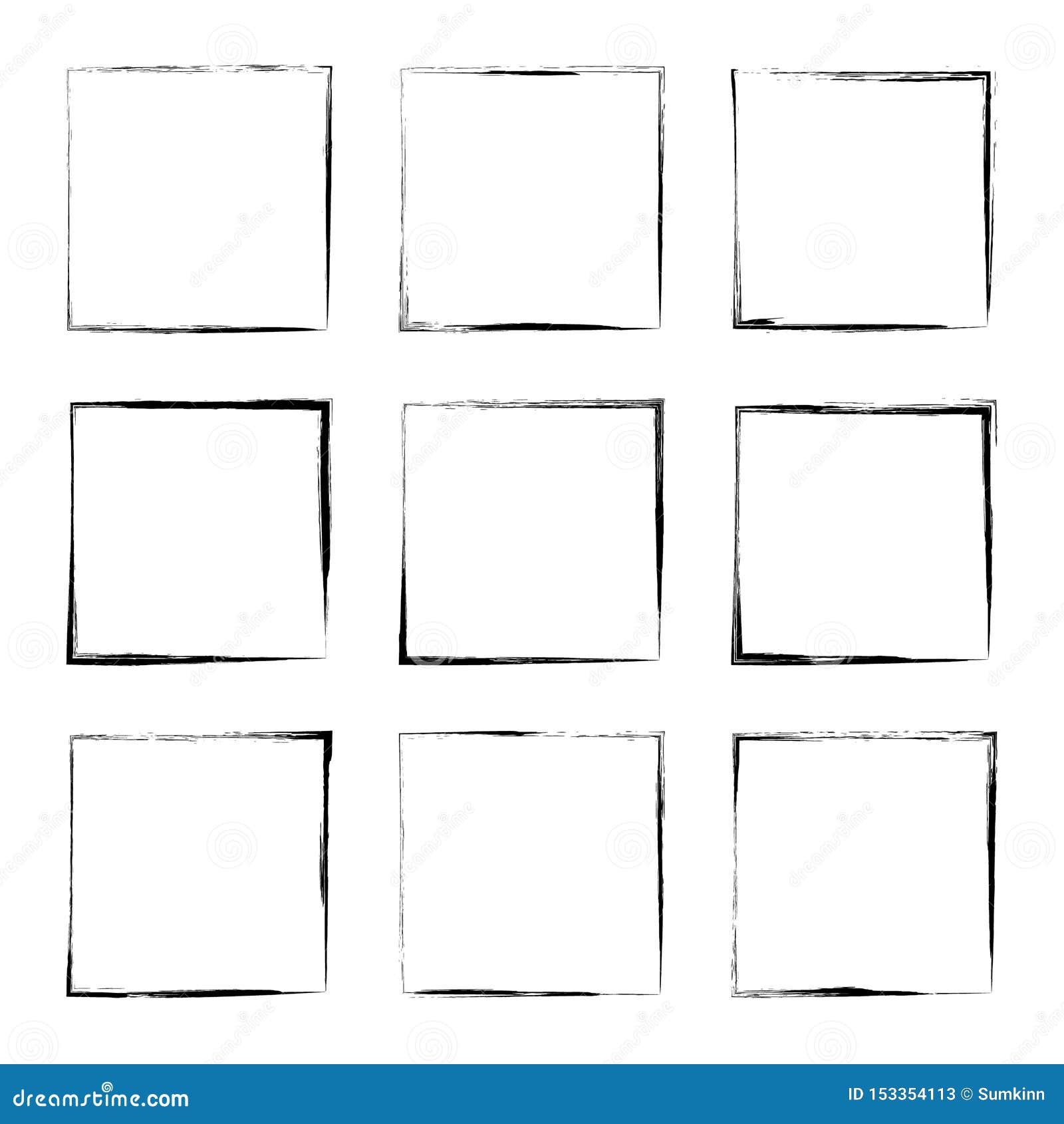 Set Hand Drawn Rectangle Frame. Stock Vector - Illustration of frame ...