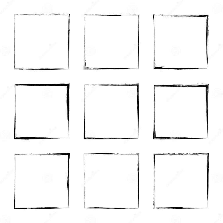 Set Hand Drawn Rectangle Frame. Stock Vector - Illustration of frame ...