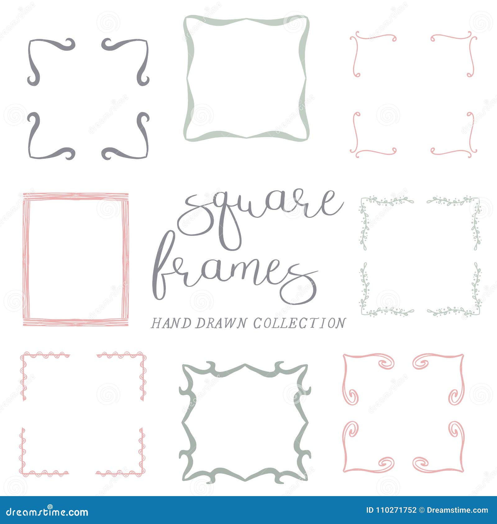 Set of Hand Drawn Square Frames, Decorative Frames Stock Illustration ...