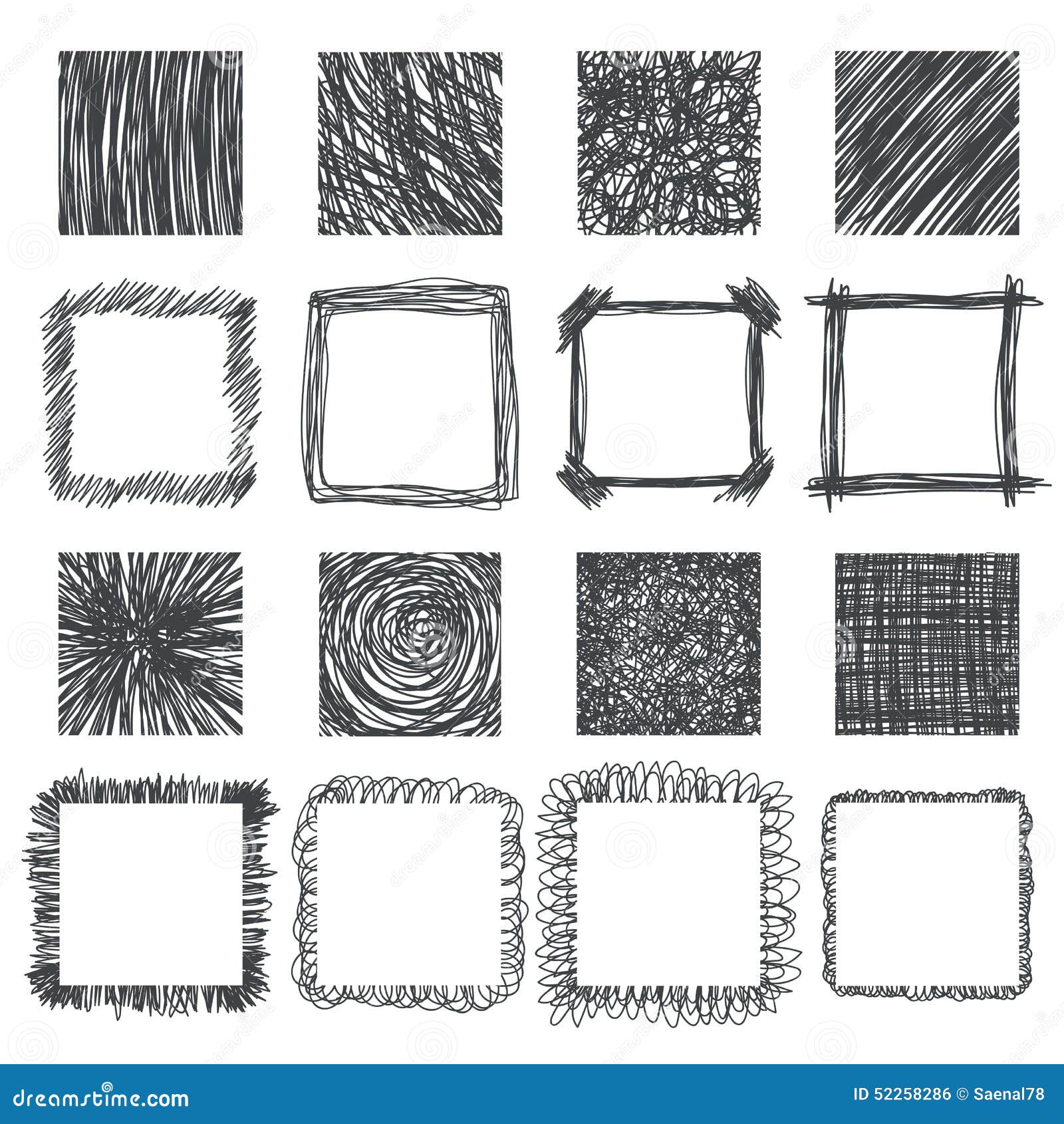 Set of Hand Drawn Squares. Vector Design Elements Stock Vector ...