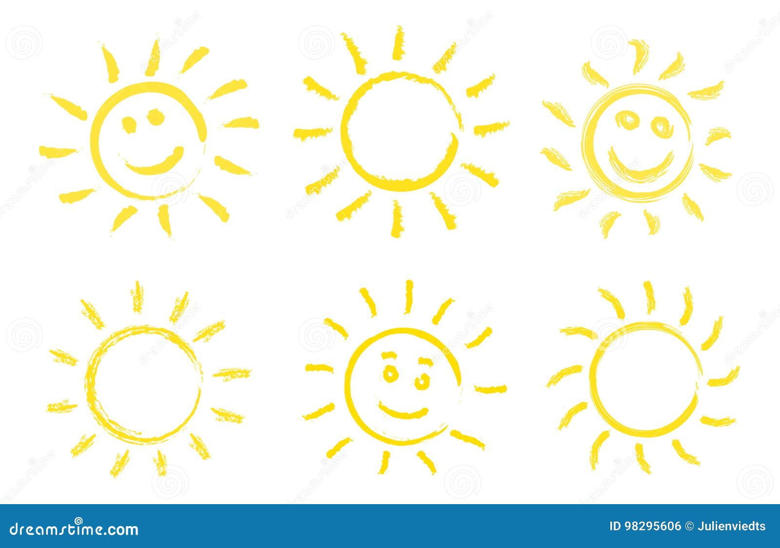 Set of Hand Drawn Sun Icons. Stock Vector - Illustration of design ...
