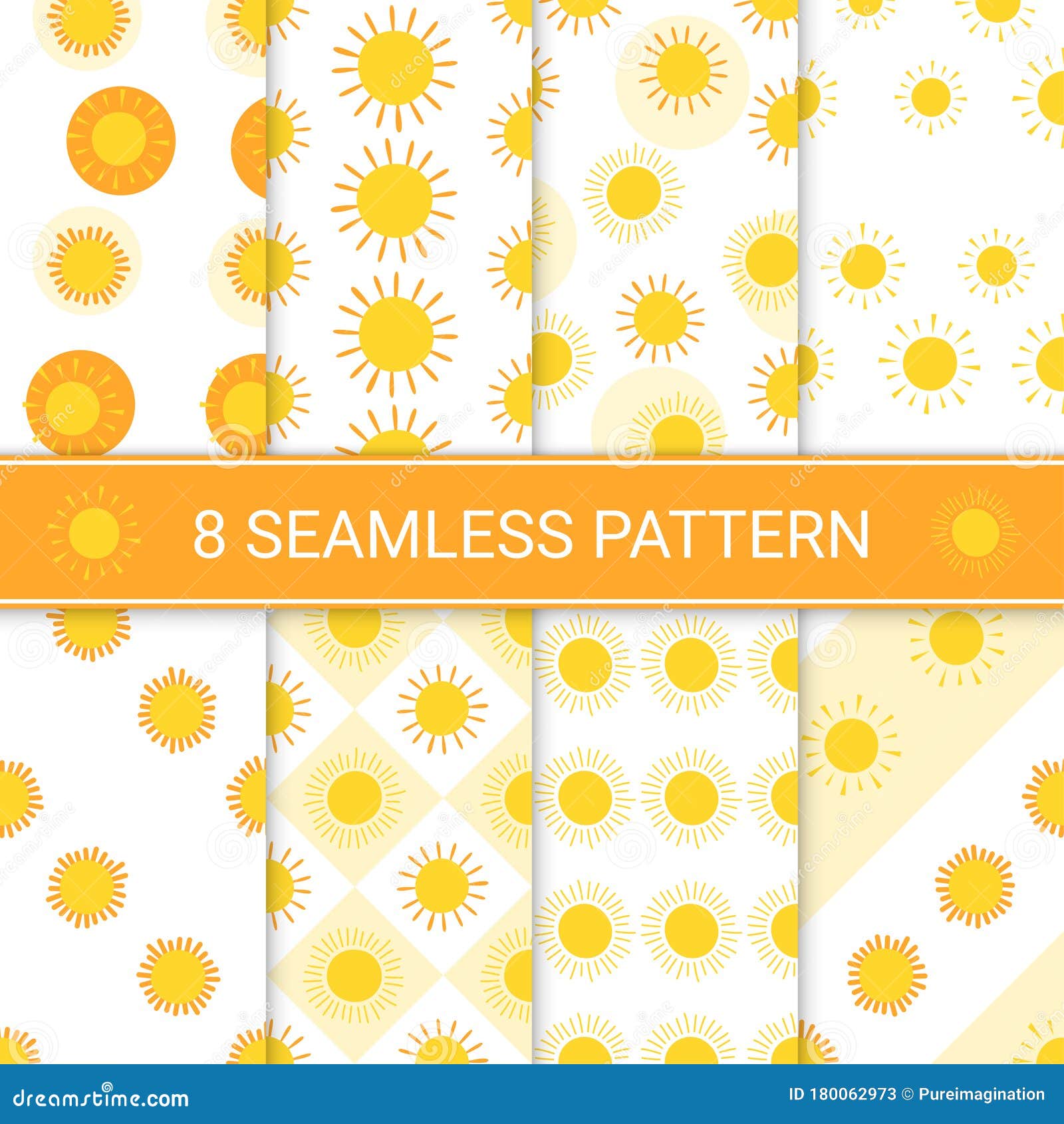 Set of Hand Drawn Suns Seamless Pattern Stock Vector - Illustration of ...