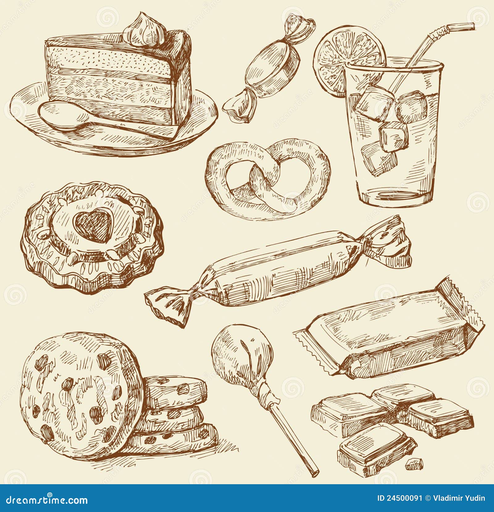 Set of hand drawn sweets stock illustration. Illustration of design ...