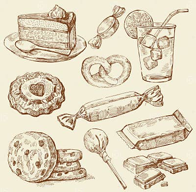 Set of hand drawn sweets stock illustration. Illustration of design ...
