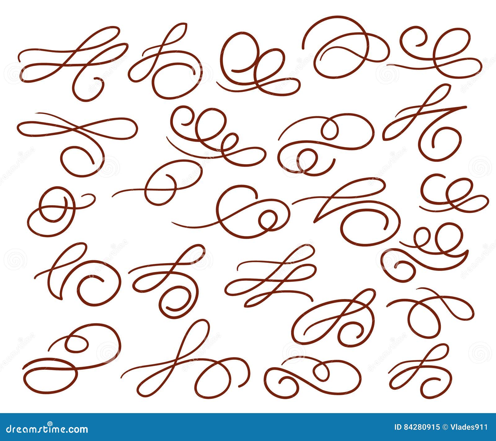 Set of Hand Drawn Swirls. Romantic Design Element for Wedding Cards ...