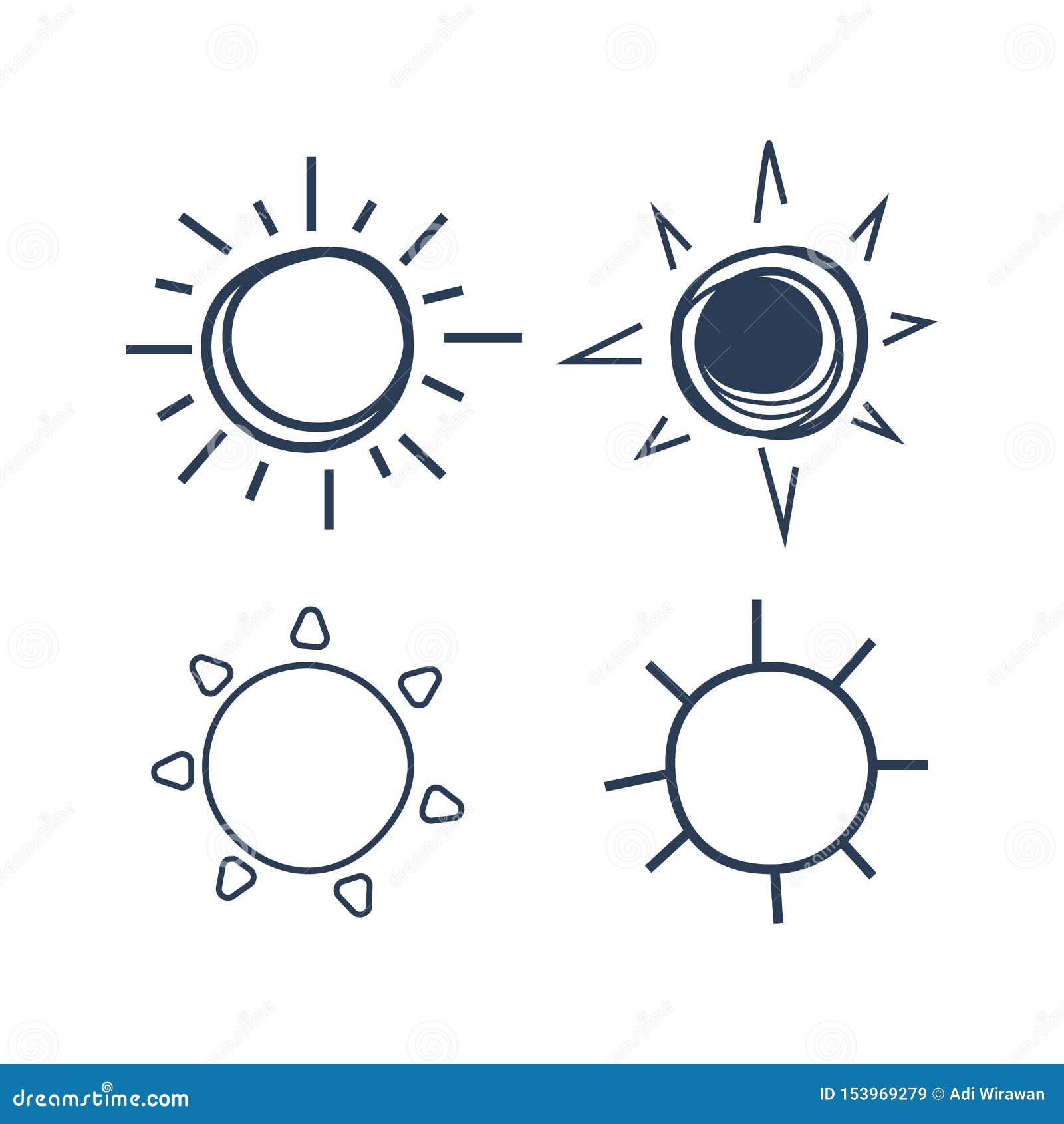 Set of Hand Drawn Symbols of Sun Vector Image Stock Vector ...
