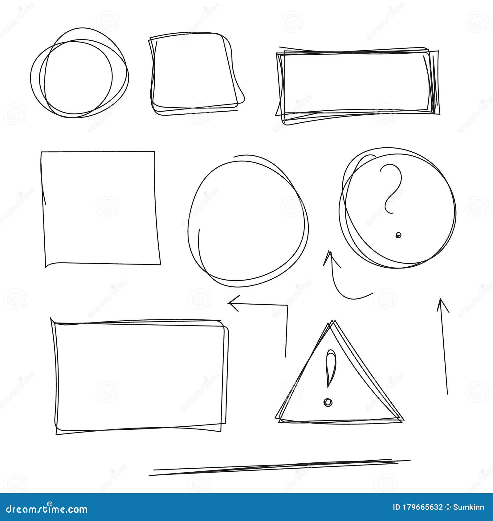 Set hand drawn text box. stock vector. Illustration of confuse - 179665632