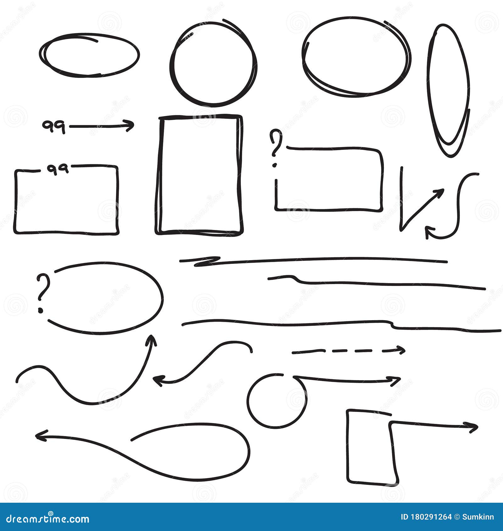 Set hand drawn text box. stock vector. Illustration of mark - 180291264