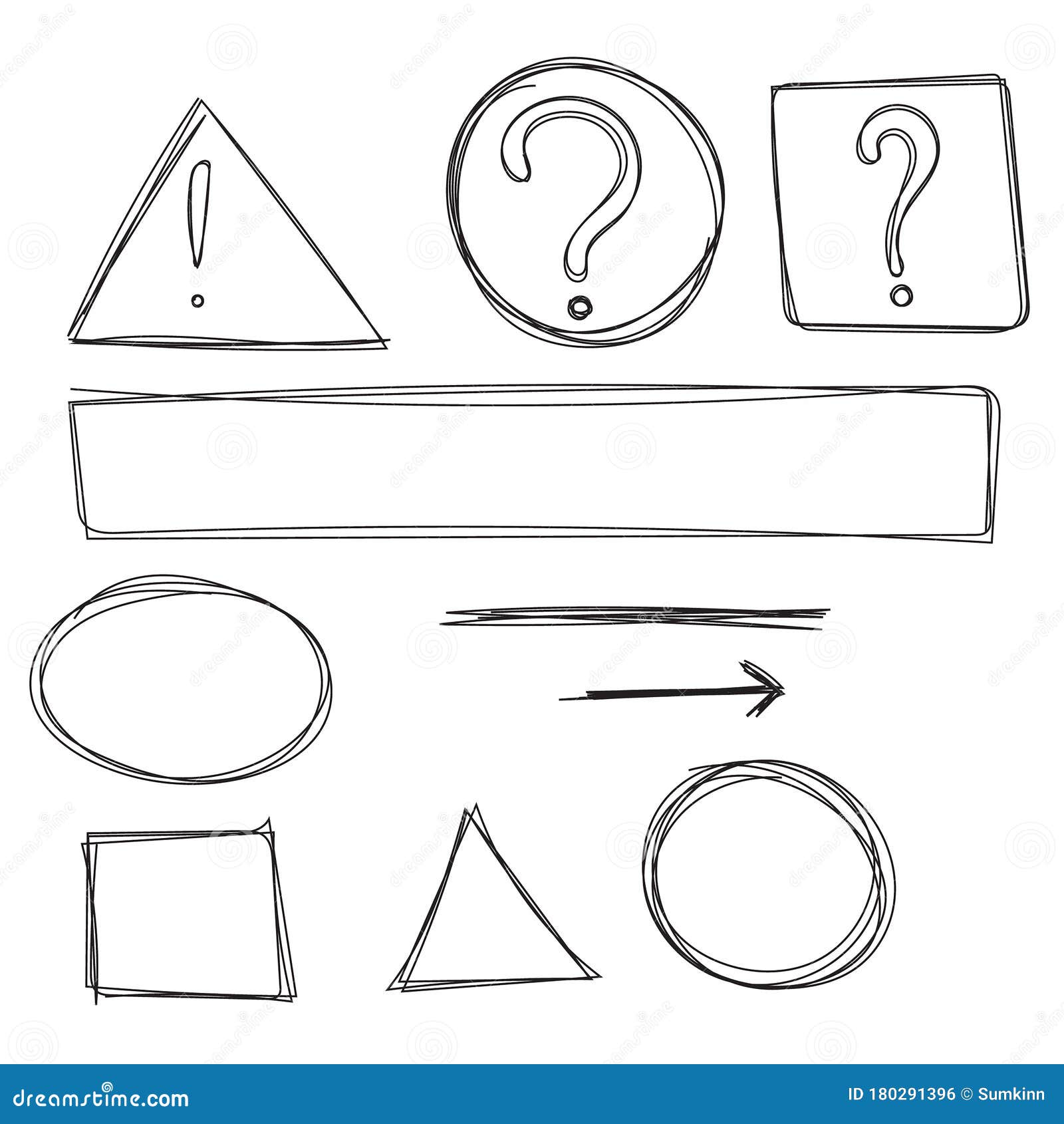 Set hand drawn text box. stock vector. Illustration of confuse - 180291396