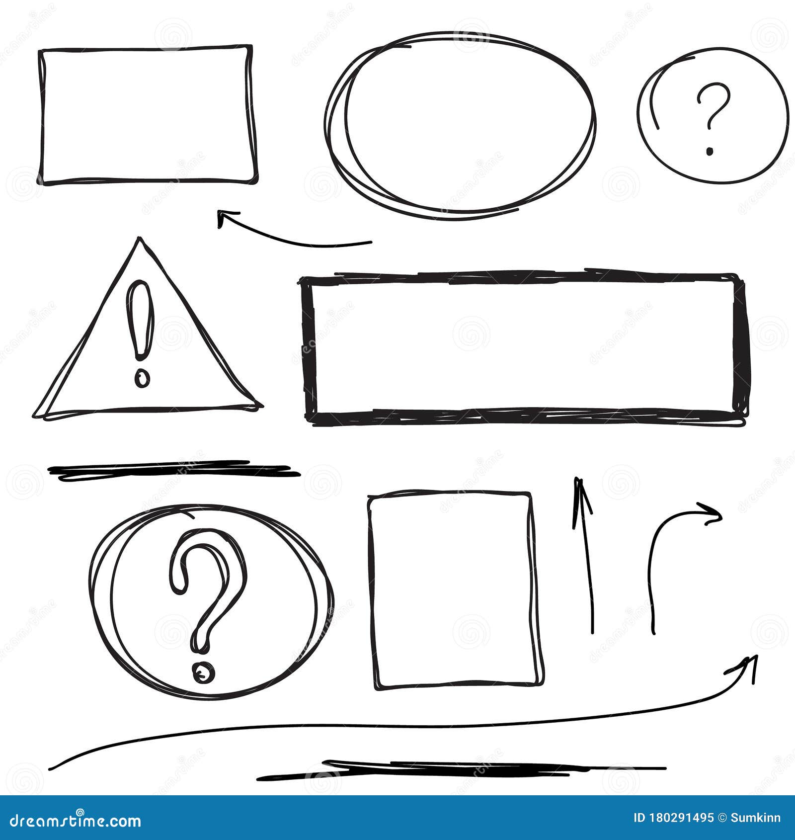 Set hand drawn text box. stock vector. Illustration of confuse - 180291495
