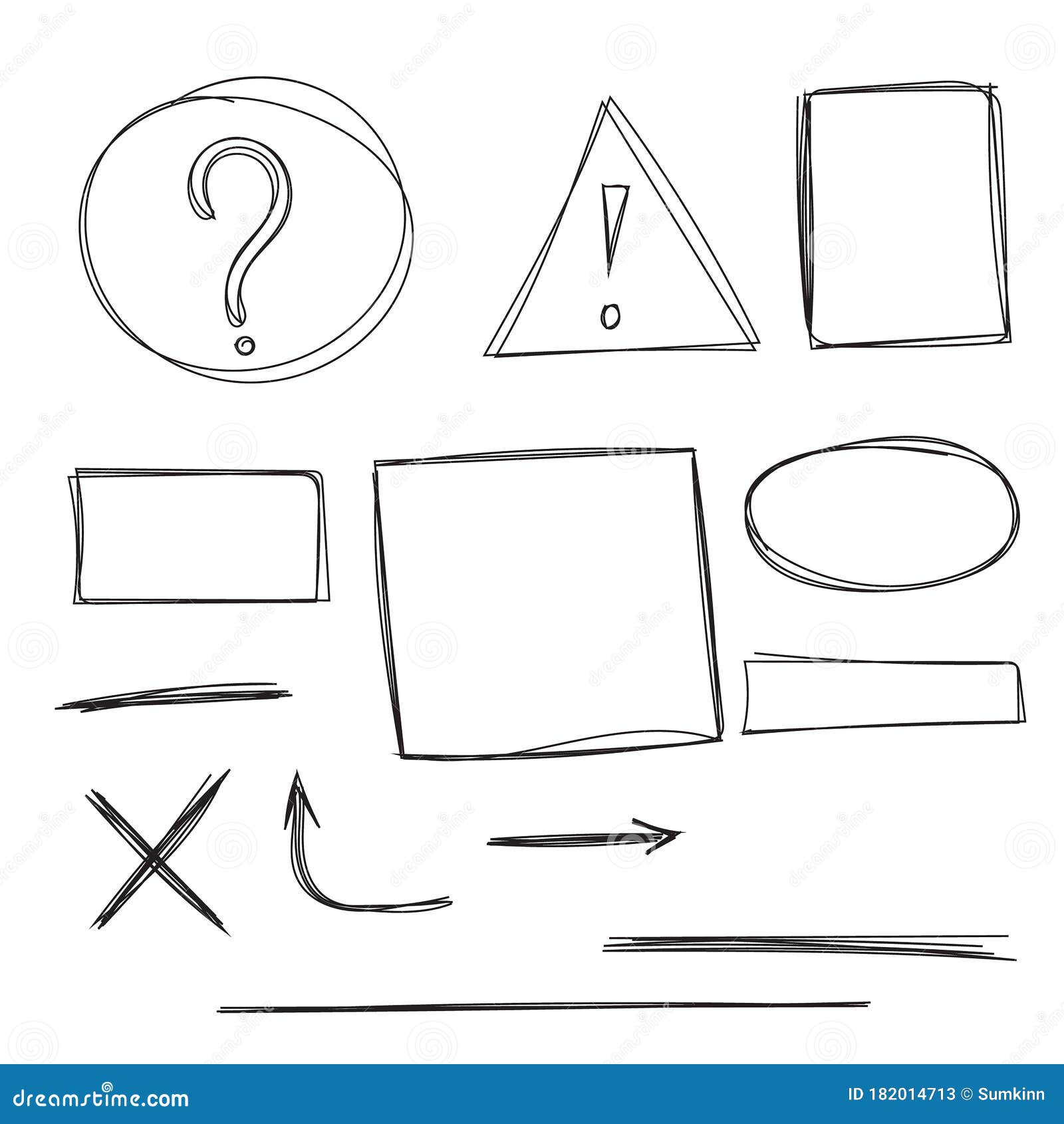 Set hand drawn text box. stock vector. Illustration of ballpoint ...