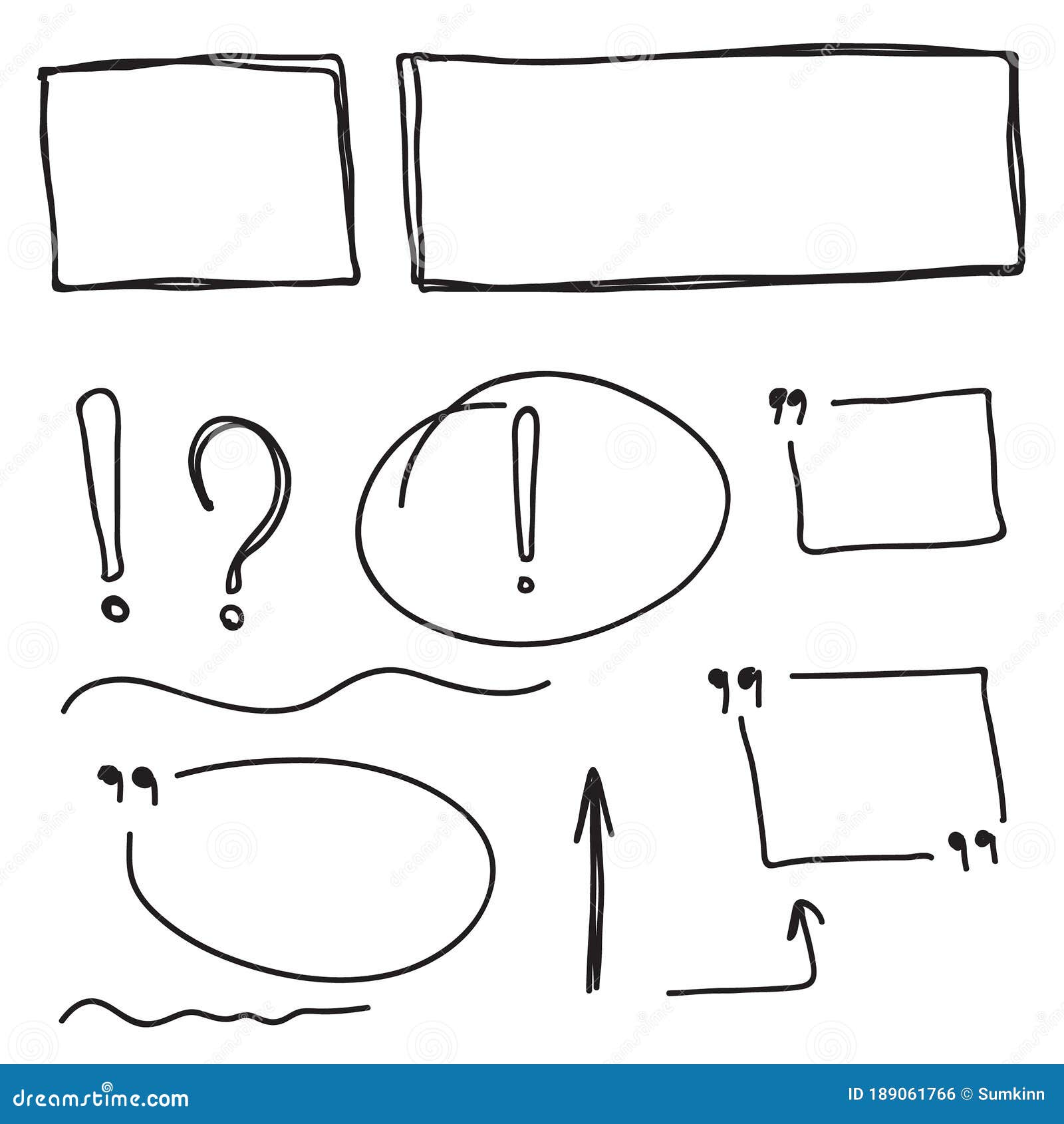 Set hand drawn text box. stock vector. Illustration of blank - 189061766