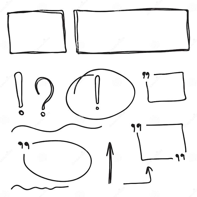 Set hand drawn text box. stock vector. Illustration of blank - 189061766