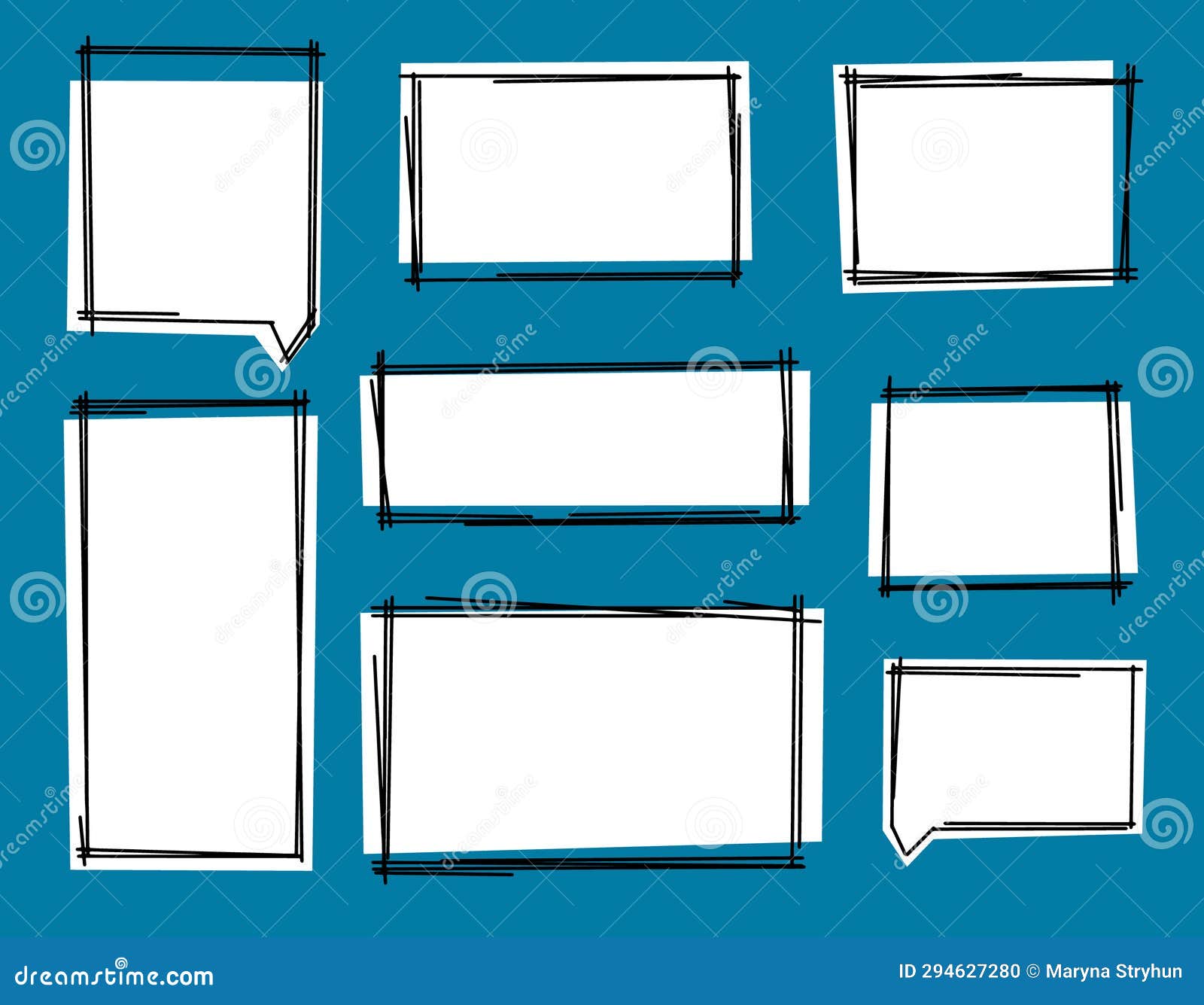 Set of Hand Drawn Text Boxes, Vector Graphics, Clouds for Quotes and ...