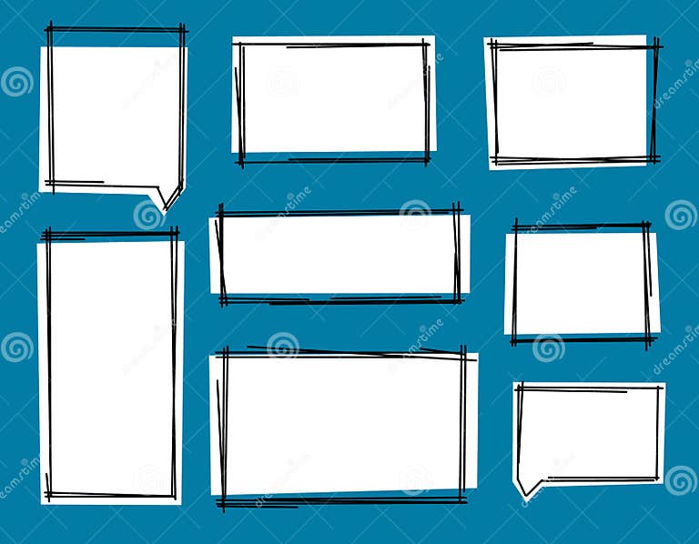 Set of Hand Drawn Text Boxes, Vector Graphics, Clouds for Quotes and ...