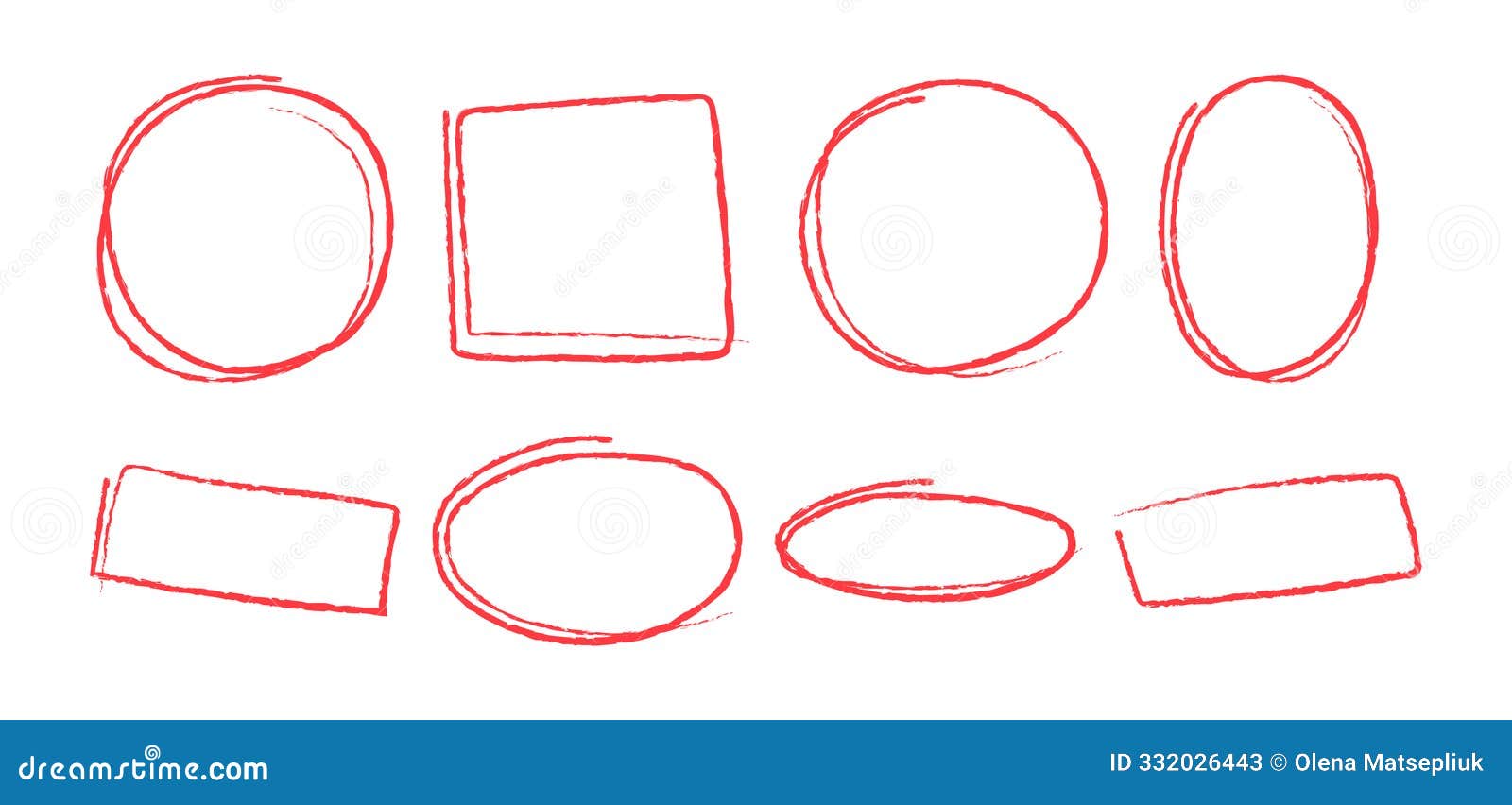 Set Hand Drawn Textured Frames. Red Accent Lines - Geometric Scribble ...