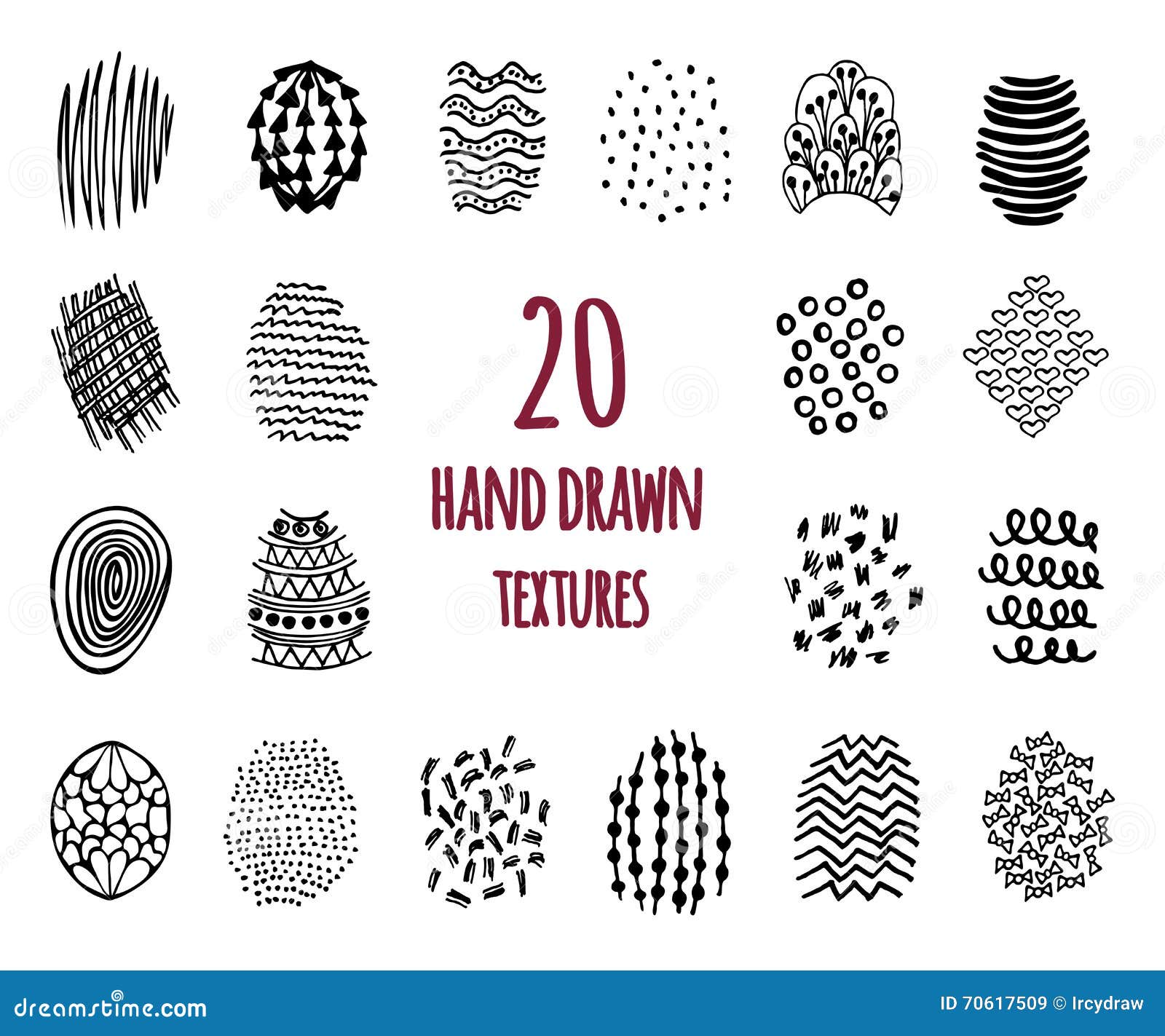 Set of 20 Hand Drawn Textures Stock Vector - Illustration of shapes ...