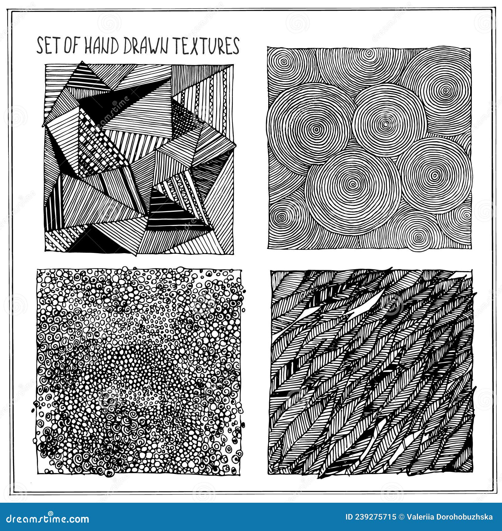 Set of Hand Drawn Textures stock vector. Illustration of grunge - 239275715