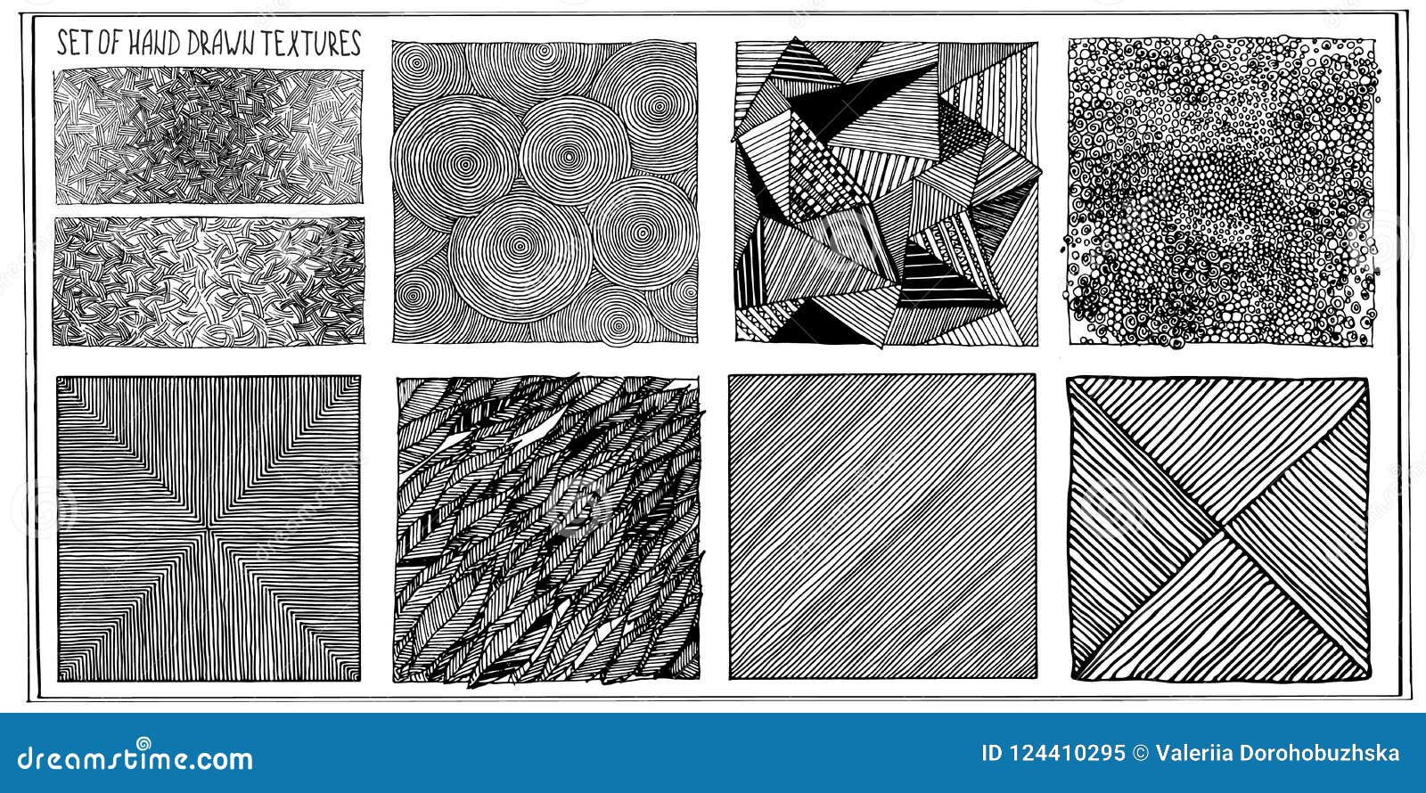 Set of Hand Drawn Textures stock vector. Illustration of artistic ...