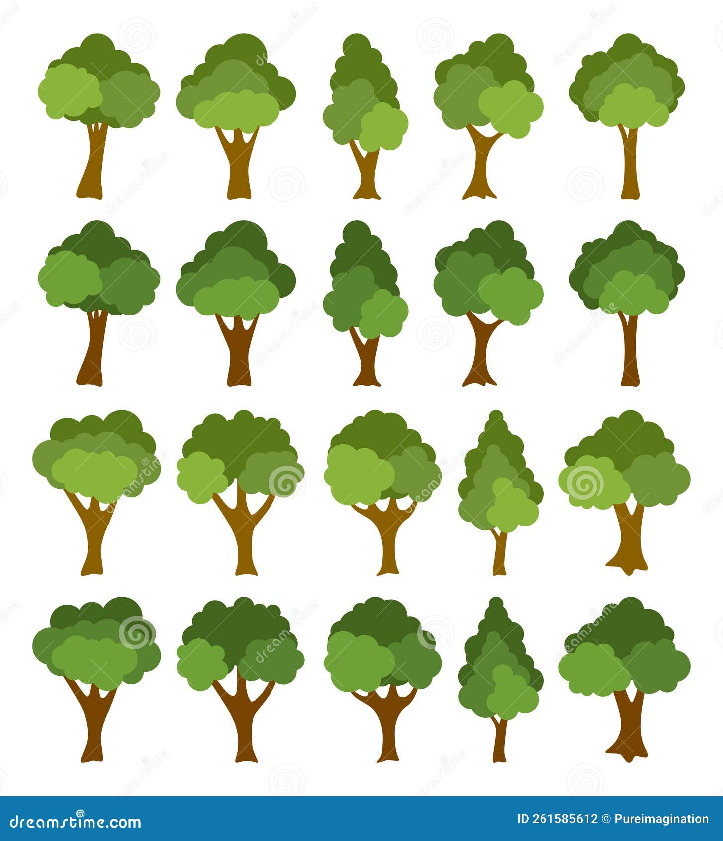 Set of hand drawn trees stock vector. Illustration of ecology - 261585612