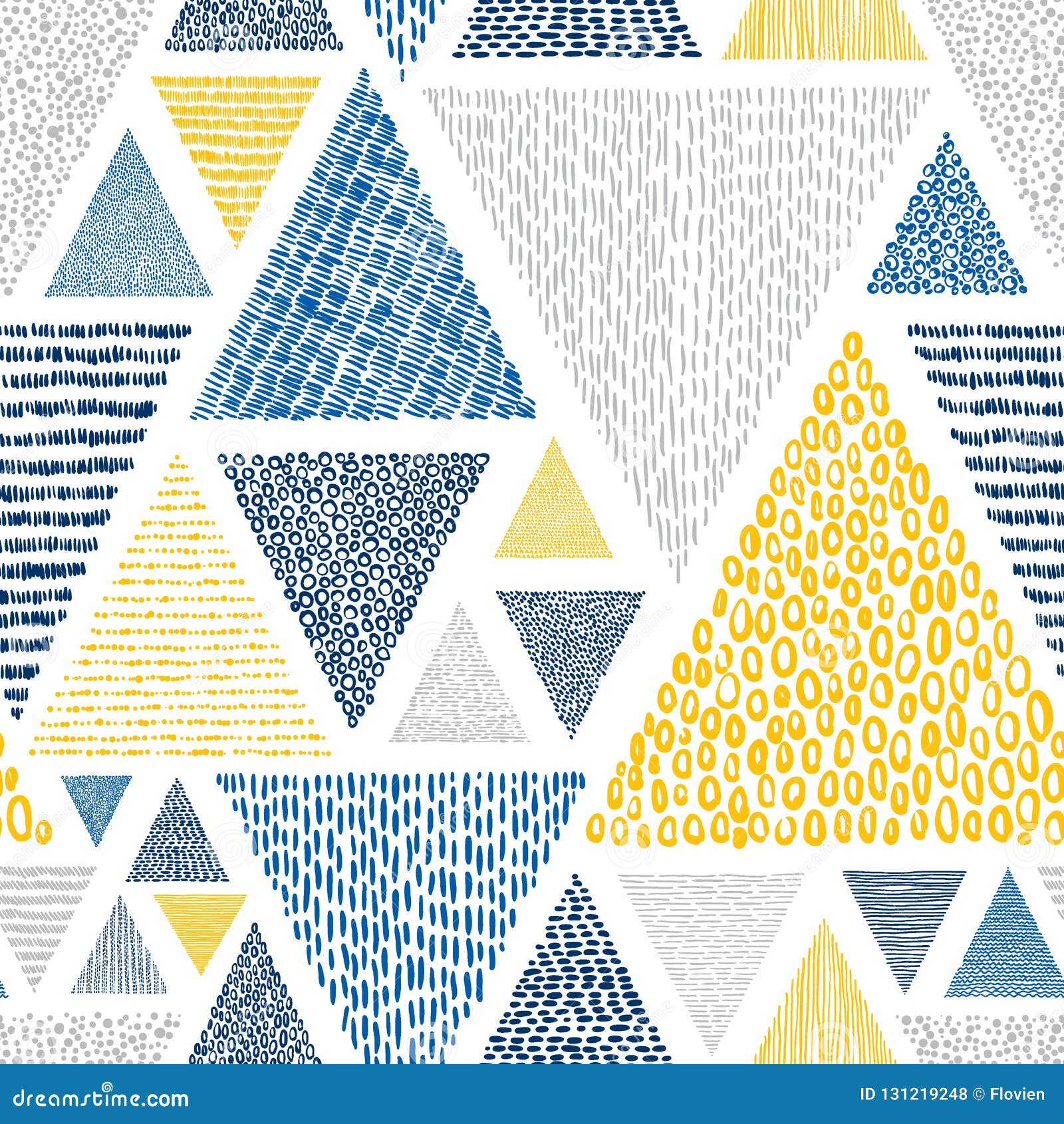 Set of Hand Drawn Triangles. Doodle Style Seamless Pattern. Cute Stock ...