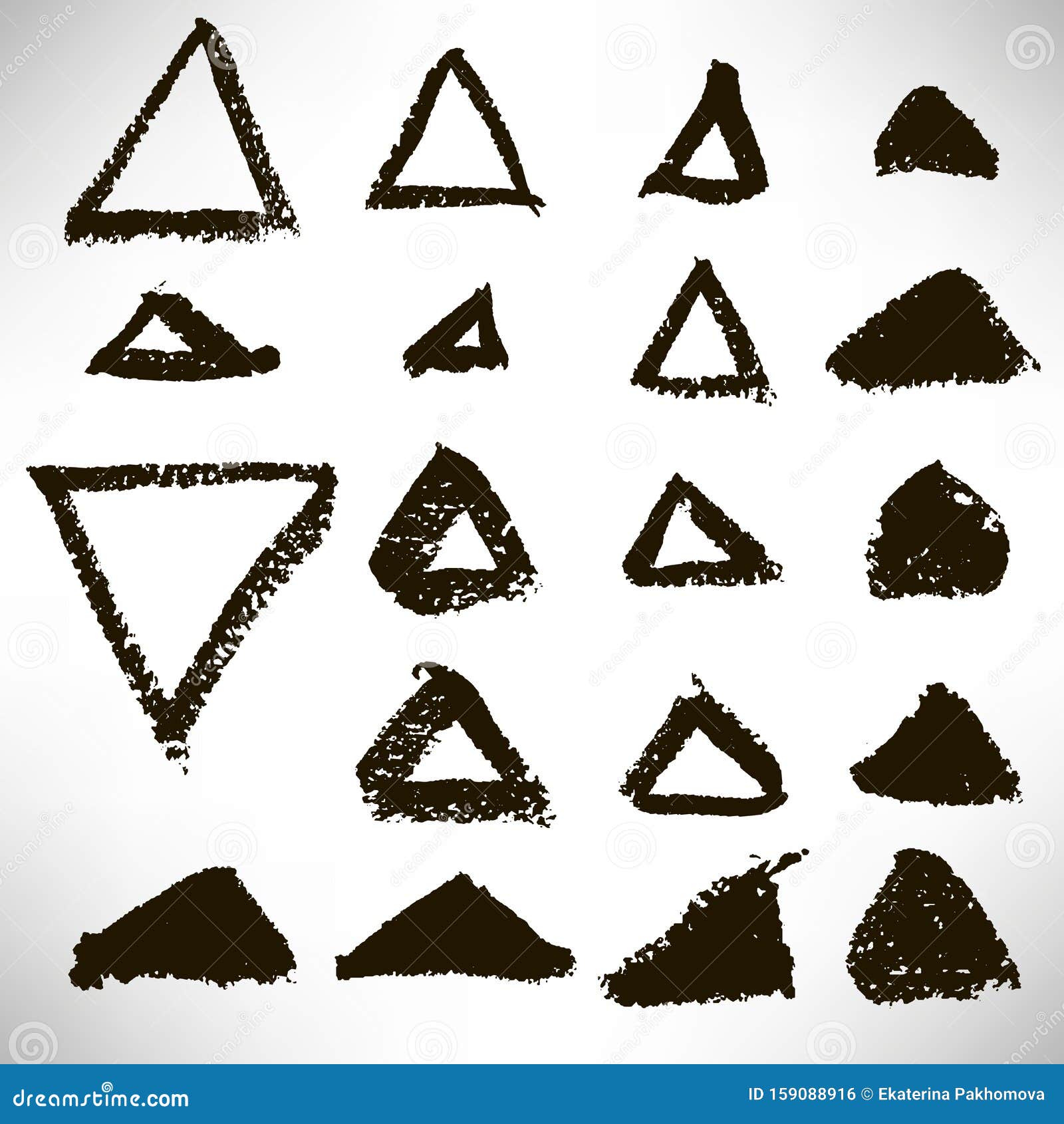 Set of Hand Drawn Triangular Black Grunge Shapes, Frames, Elements for ... Set of Hand Drawn Triangular Black Grunge Shapes, Frames, Elements for ...