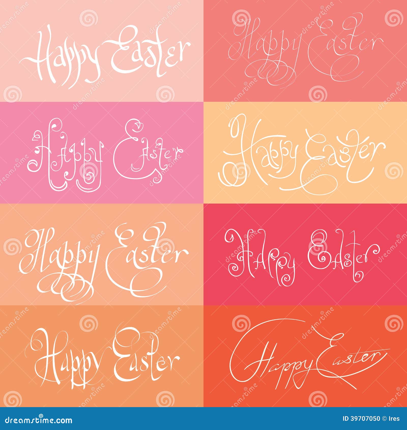 Set of Hand Drawn Typograhy Happy Easter Stock Vector - Illustration of ...