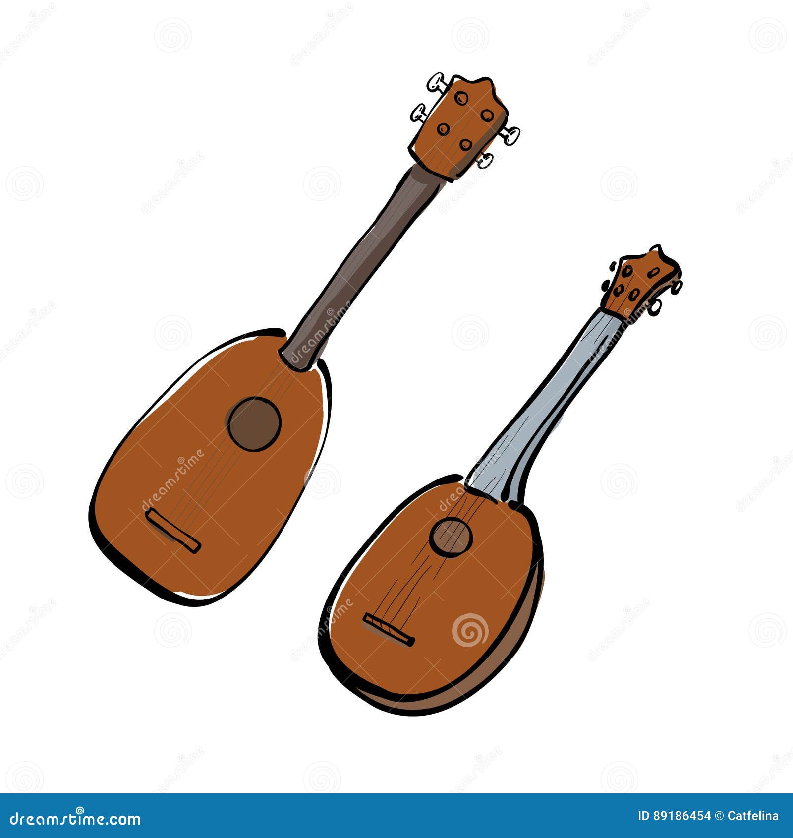 Set of Hand Drawn Ukuleles. Stock Vector - Illustration of isolation ...
