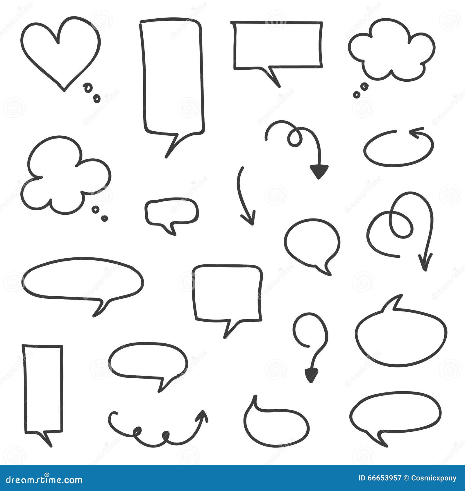 Set of Hand-drawn Vector Arrows and Speech Bubbles Stock Vector ...