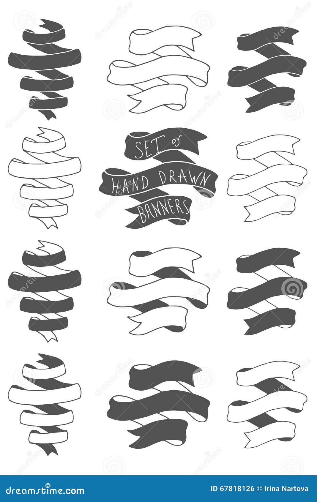 Set of Hand Drawn Vector Banners Stock Vector - Illustration of ...