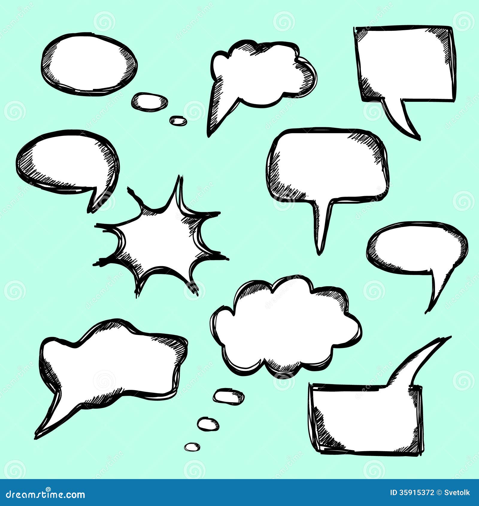 Set of Hand Drawn Vector Comical Speech Bubbles Stock Vector ...