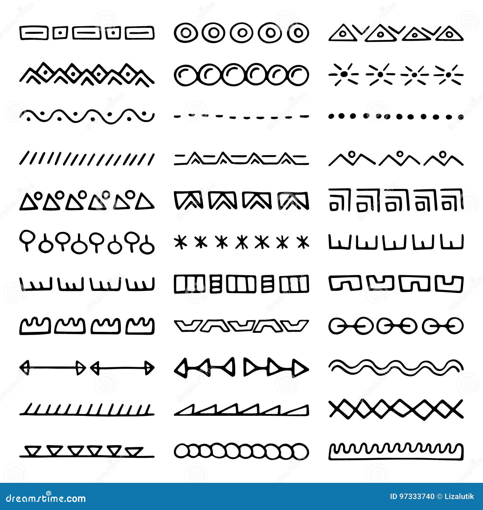 Set of Hand Drawn Vector Dividers Stock Vector - Illustration of ...