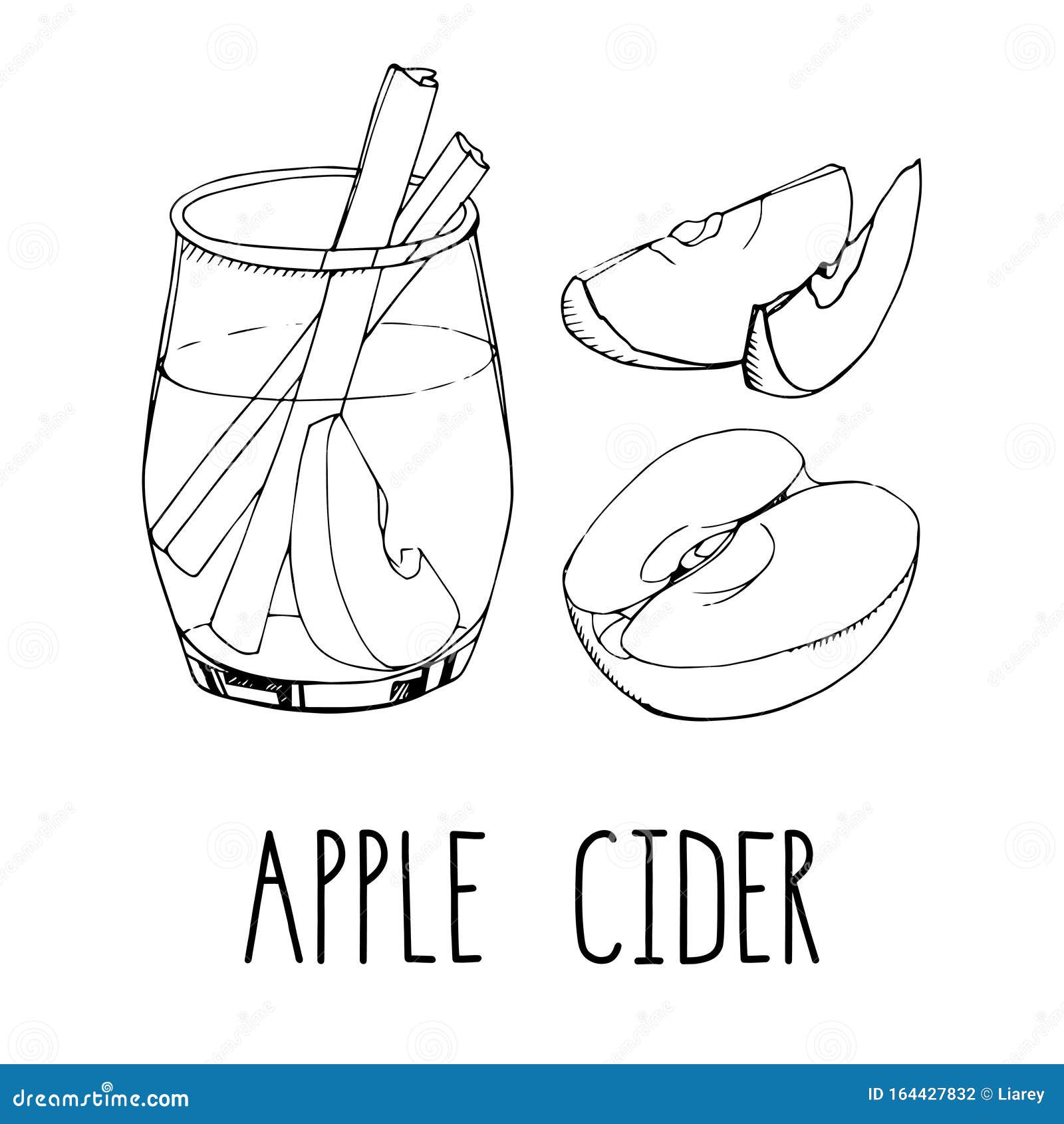 Set of Hand Drawn Vector Elements Isolated on White Background. Apple ...