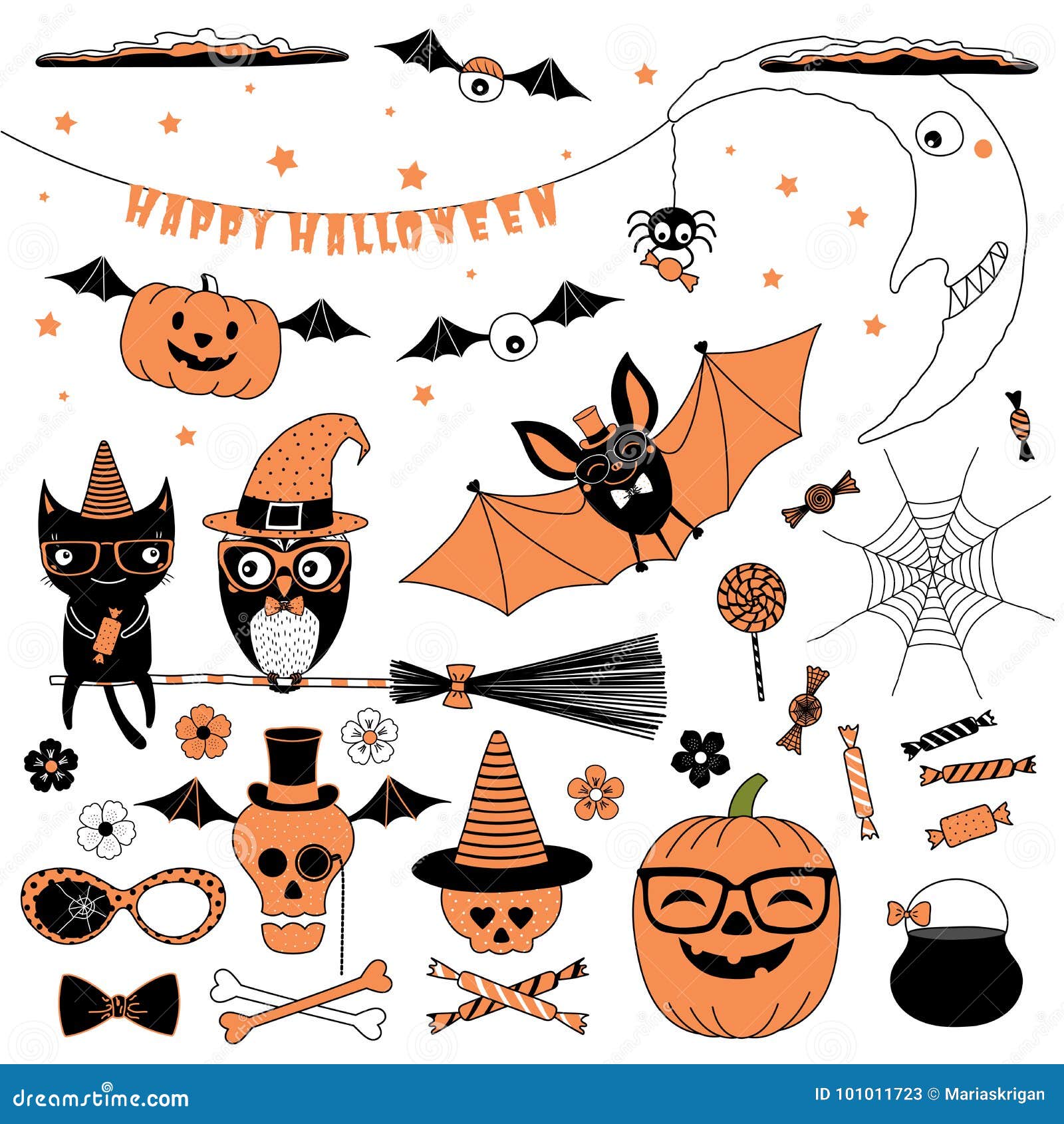 Halloween Design Elements Collection Stock Vector - Illustration of ...