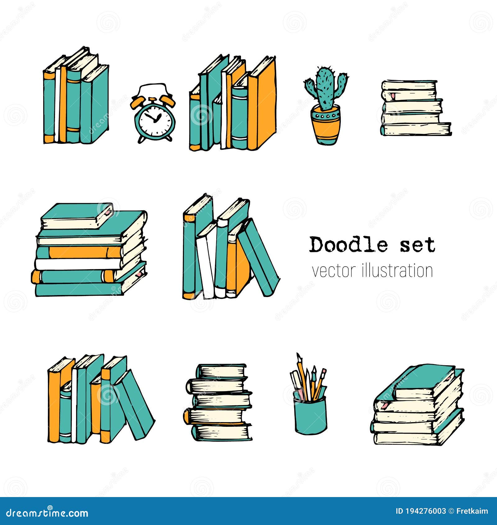 Set of Hand Drawn Vector Illustration. Book, Notebooks, Notepads and ...