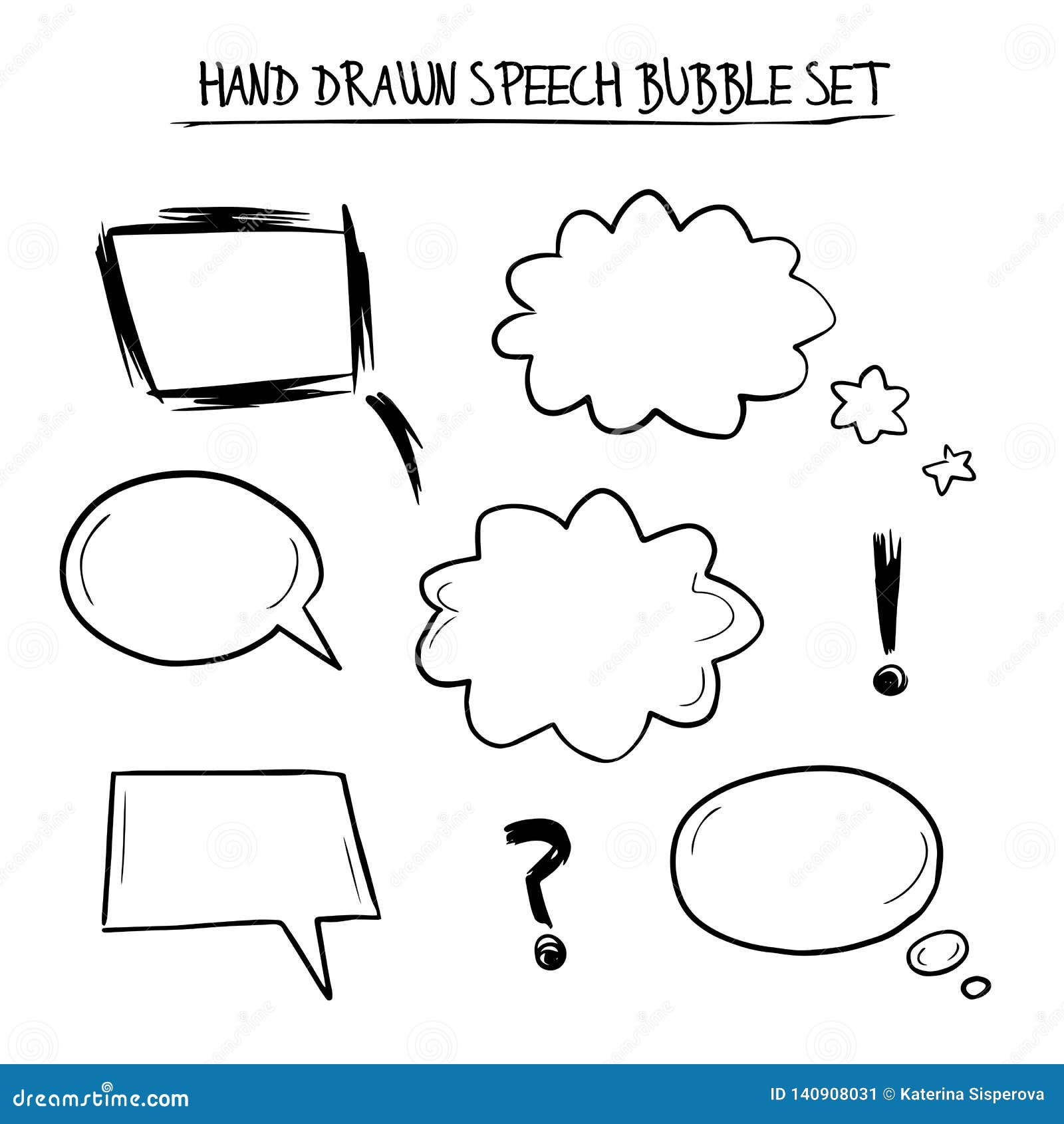 Set of Hand Drawn Vector Speech Bubbles Isolated on White Background ... Set of Hand Drawn Vector Speech Bubbles Isolated on White Background ...