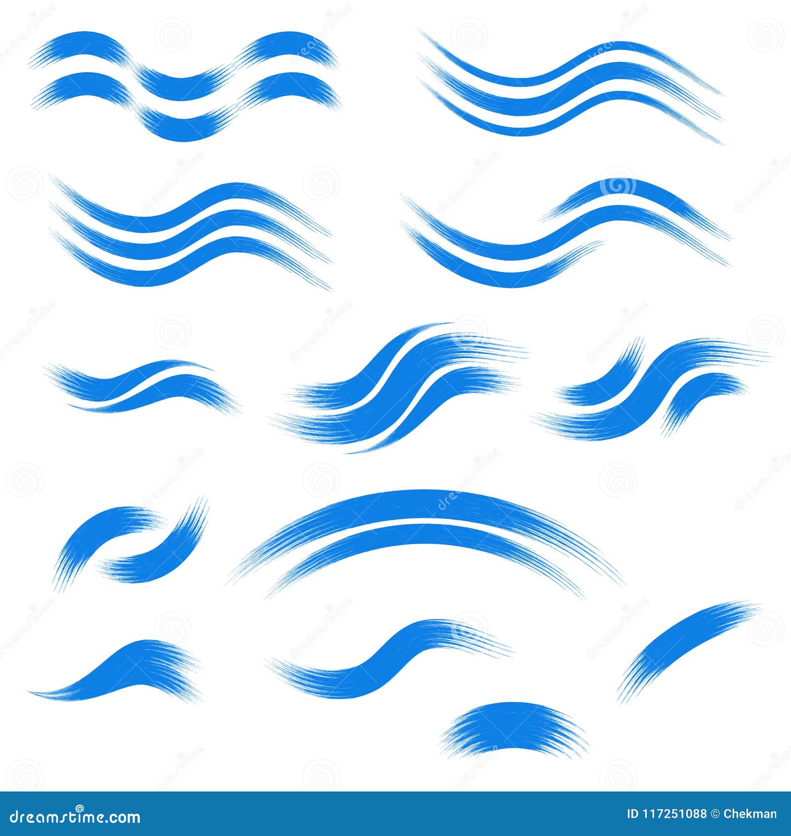 Set of Hand Drawn Wave Icons. Vector Illustration Stock Illustration ...